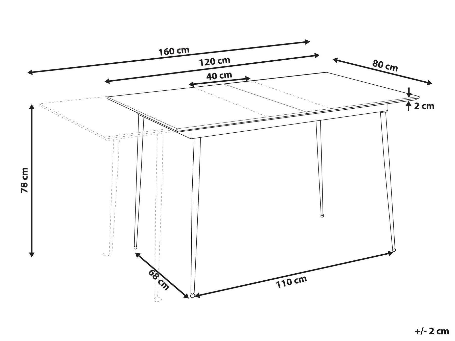 Extending Dining Table GELANDA Grey 120/160 cm 80 cm | Beliani.sk
