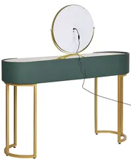 Dressing Table with Mirror and Stool VINAX LED Dark Green | Beliani.co.uk