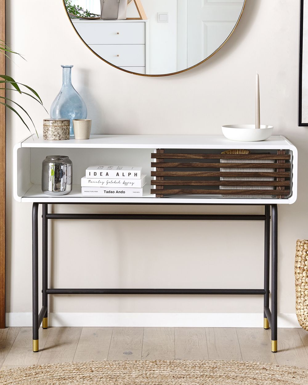 Console Table White and Dark Wood RIFLE Beliani
