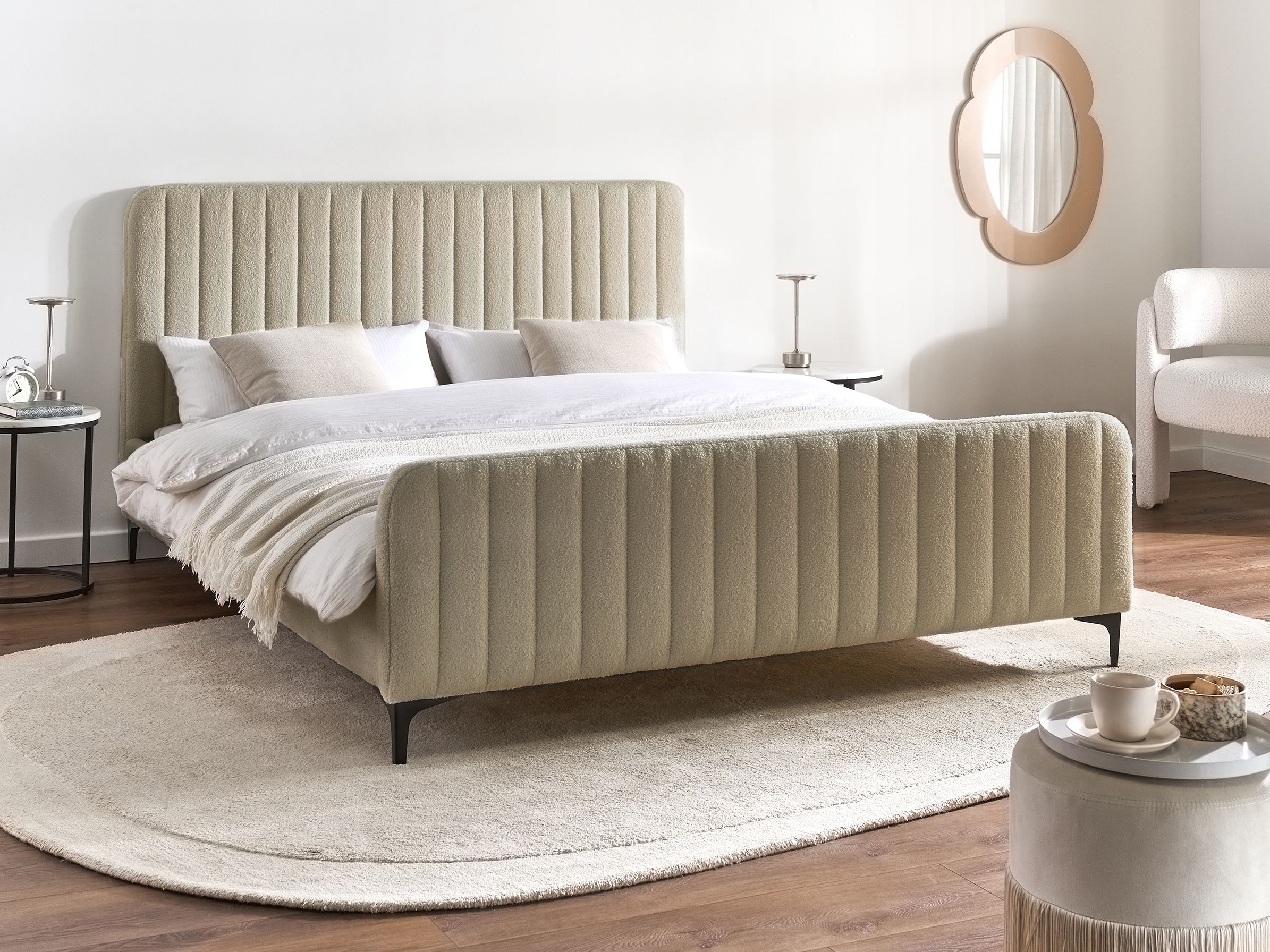 Seng Boucle LUNAN 160 x 200 cm Beige | Beliani.dk