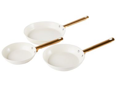 Set of 3 Frying Pans ELITE PRO Off-White | Beliani.ro