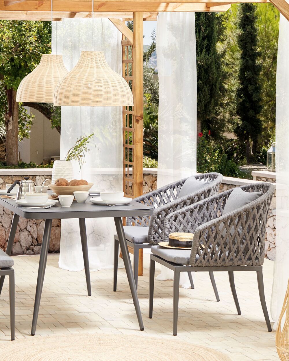 Set of 2 Garden Chairs with Cushions LIPARI Metal Grey Beliani