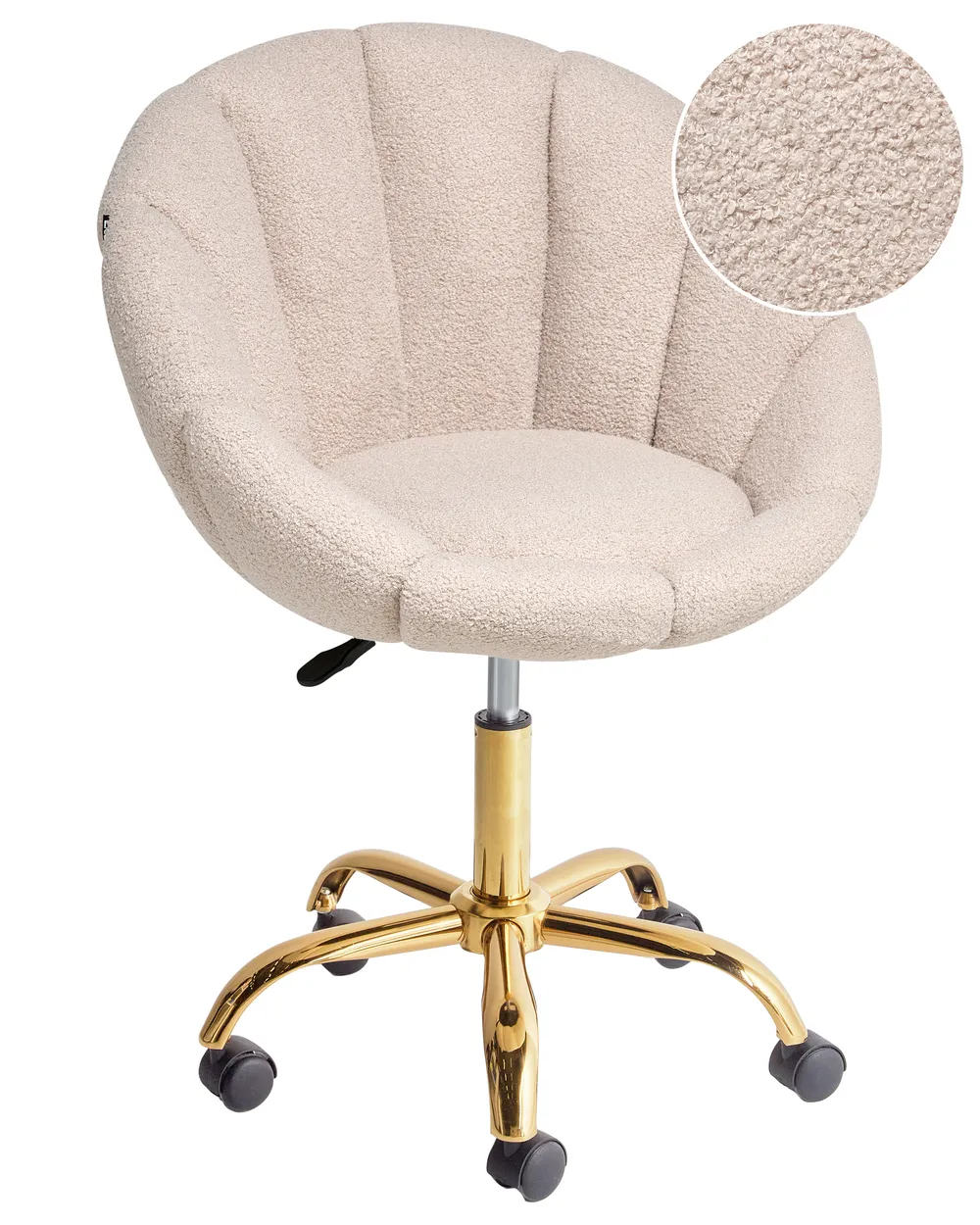 Cadeira home office ANNABELLE Bouclé Creme | Beliani.pt