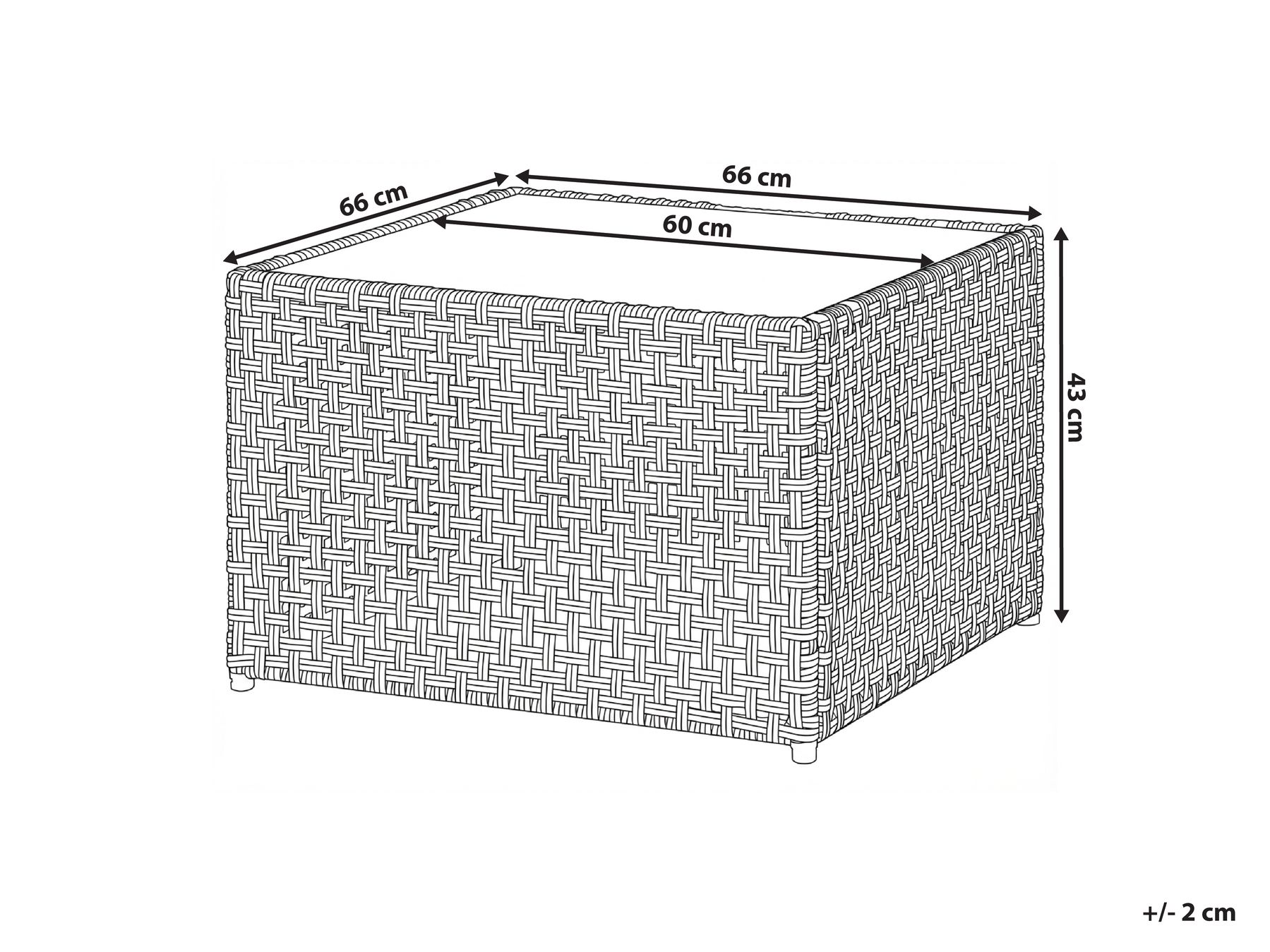 Garden Coffee Table OMEGANA 66 cm 66 cm PE Rattan Beige | Beliani.co.uk