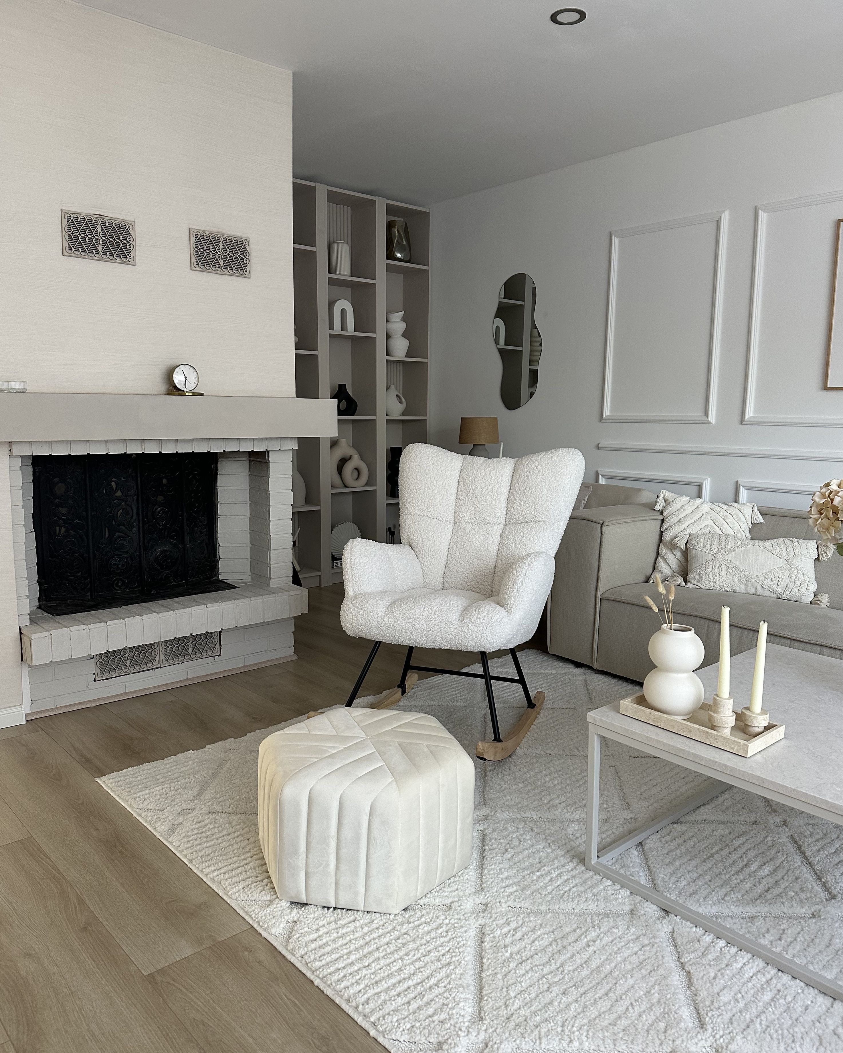 Boucle Rocking Chair White OULU | Beliani.co.uk