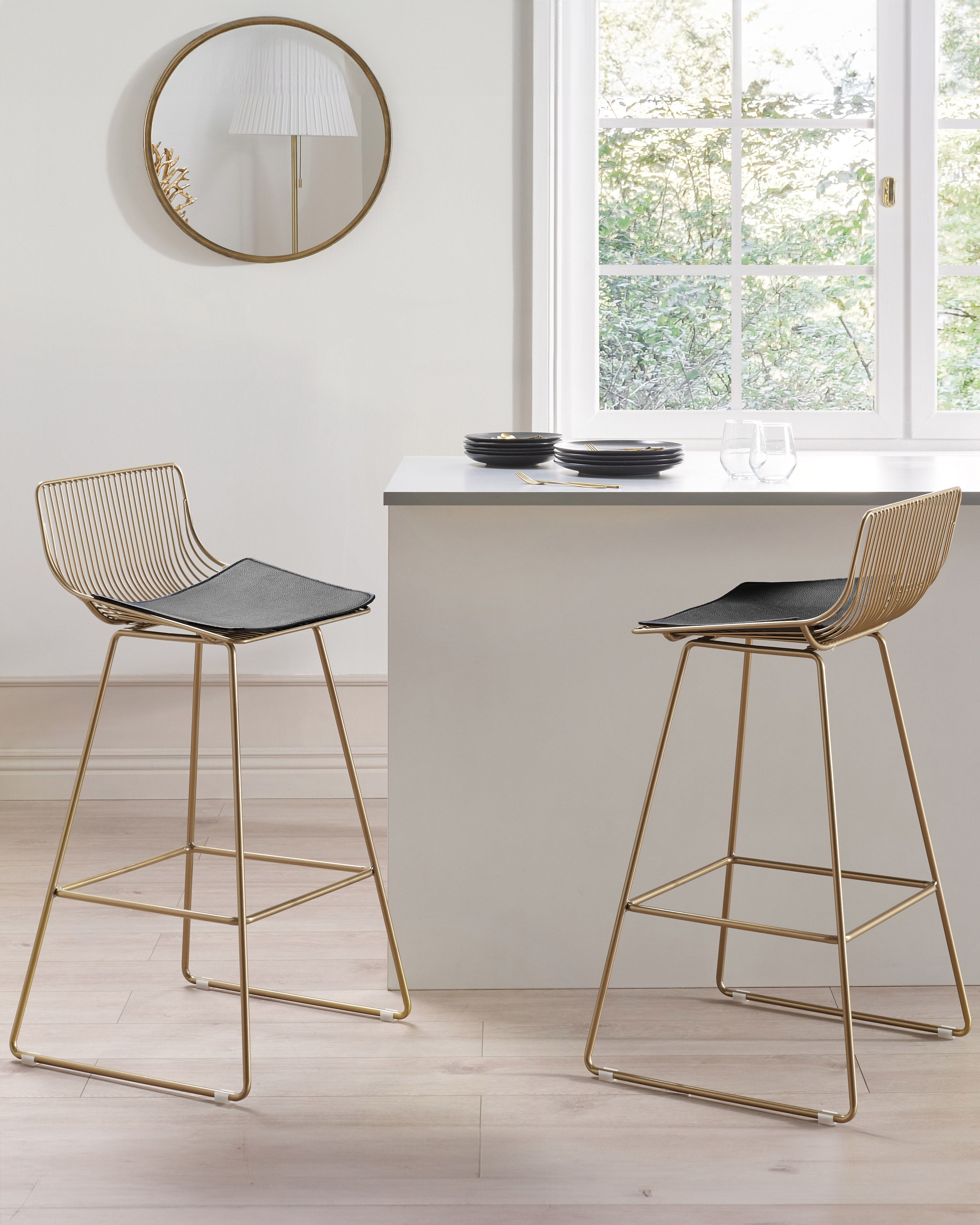 Set of 2 Bar Chairs FREDONIA Metal Gold | Beliani.co.uk