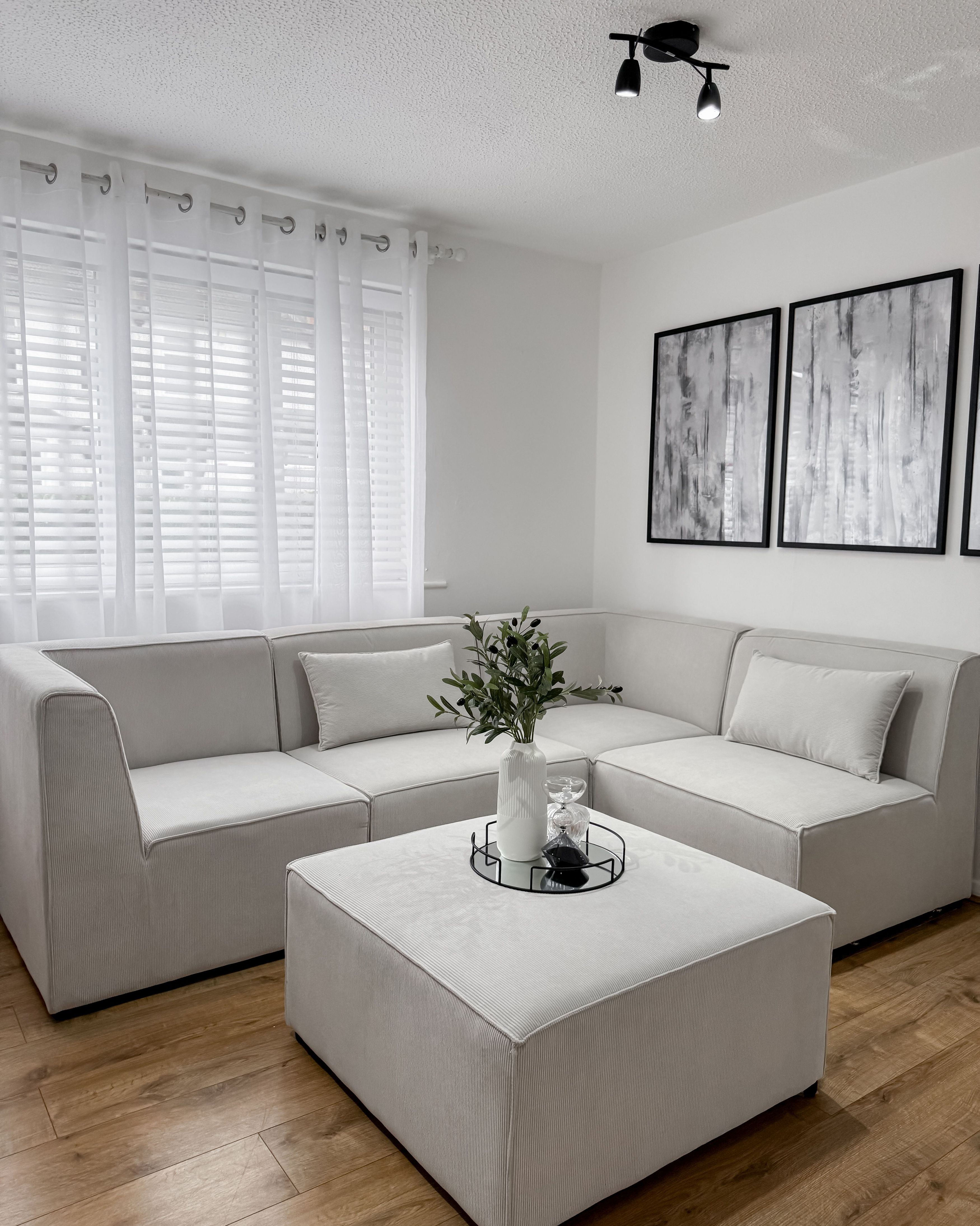 Living Room Set ALLA Fabric Light Beige 5 Seater | Beliani.co.uk