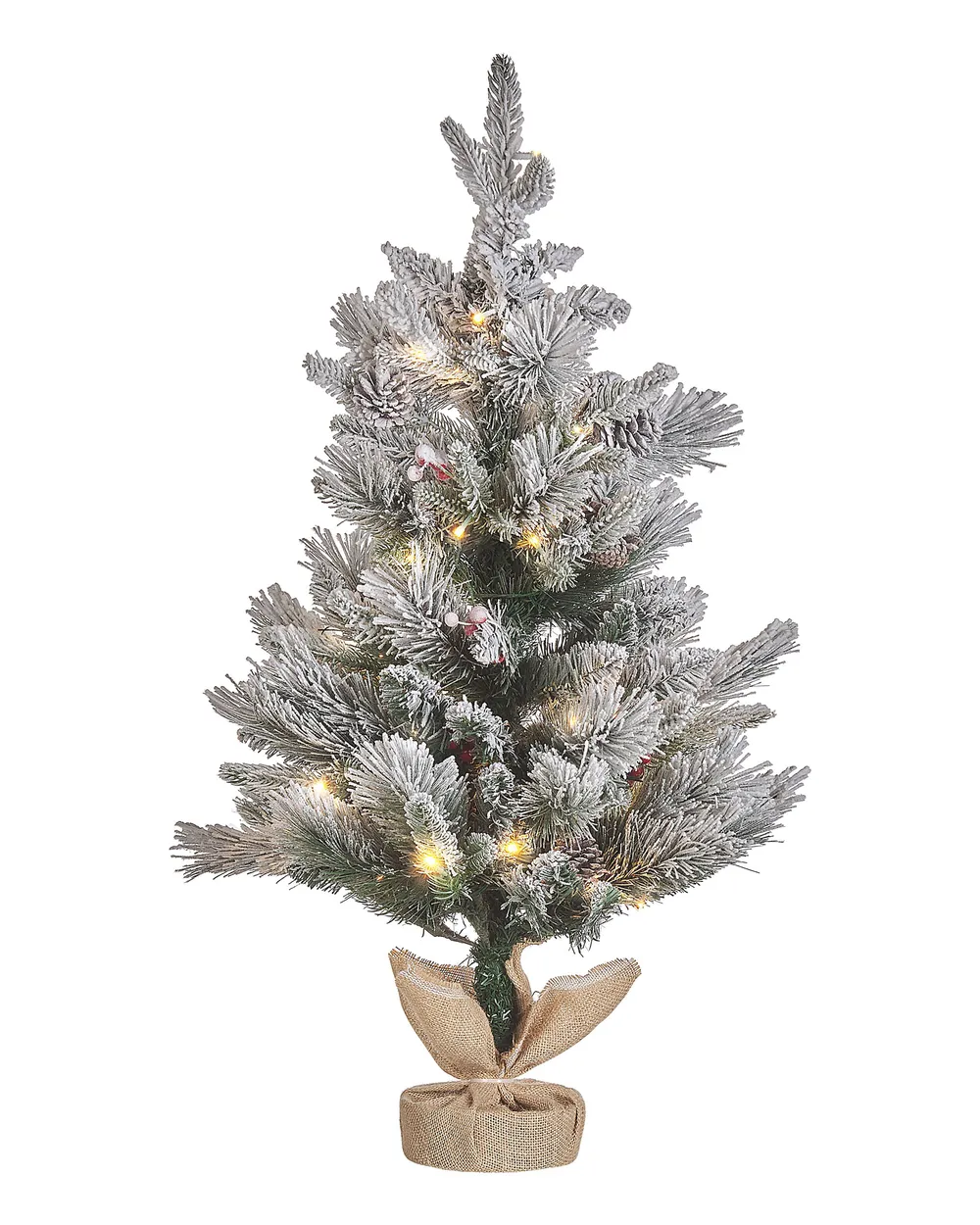 Artificial Snowy Christmas Tree LED MALIGNE 90 cm White | Beliani.co.uk