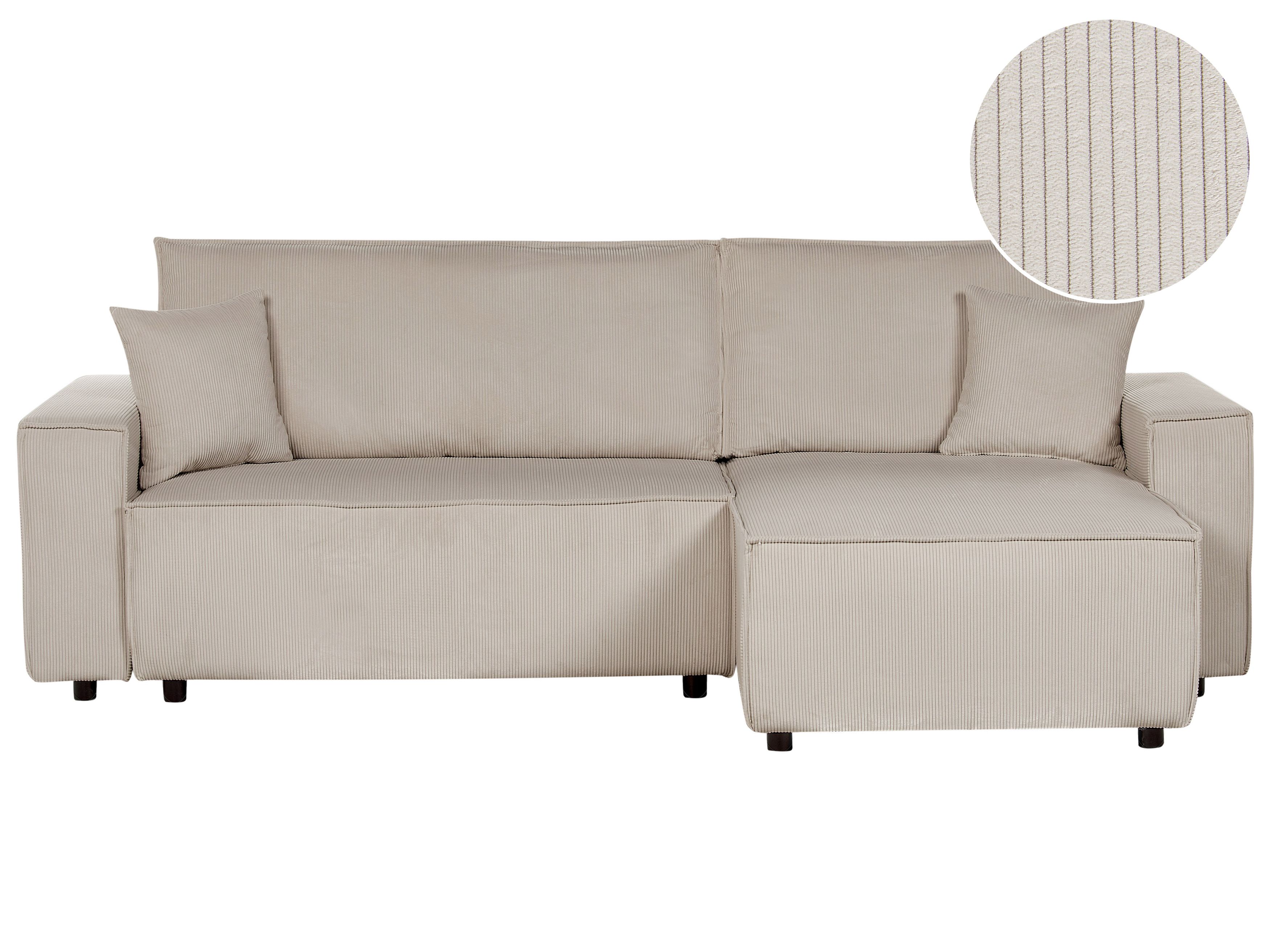 2-Sitzer Ecksofa Cord beige linksseitig mit Schlaffunktion ABACKA ...