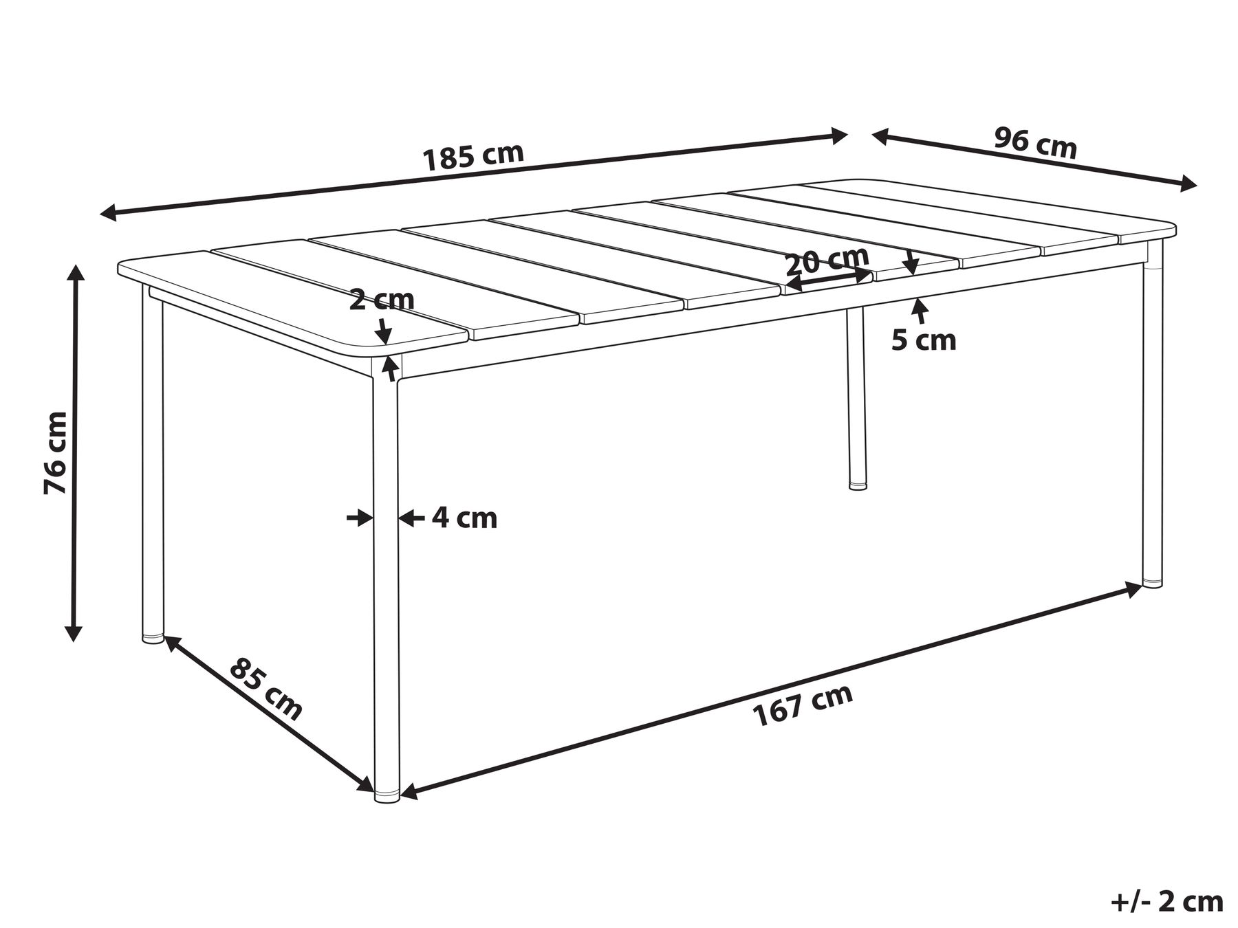 Stół ogrodowy FLAVIA 185 cm 96 cm Metal Brązowy | Beliani.pl