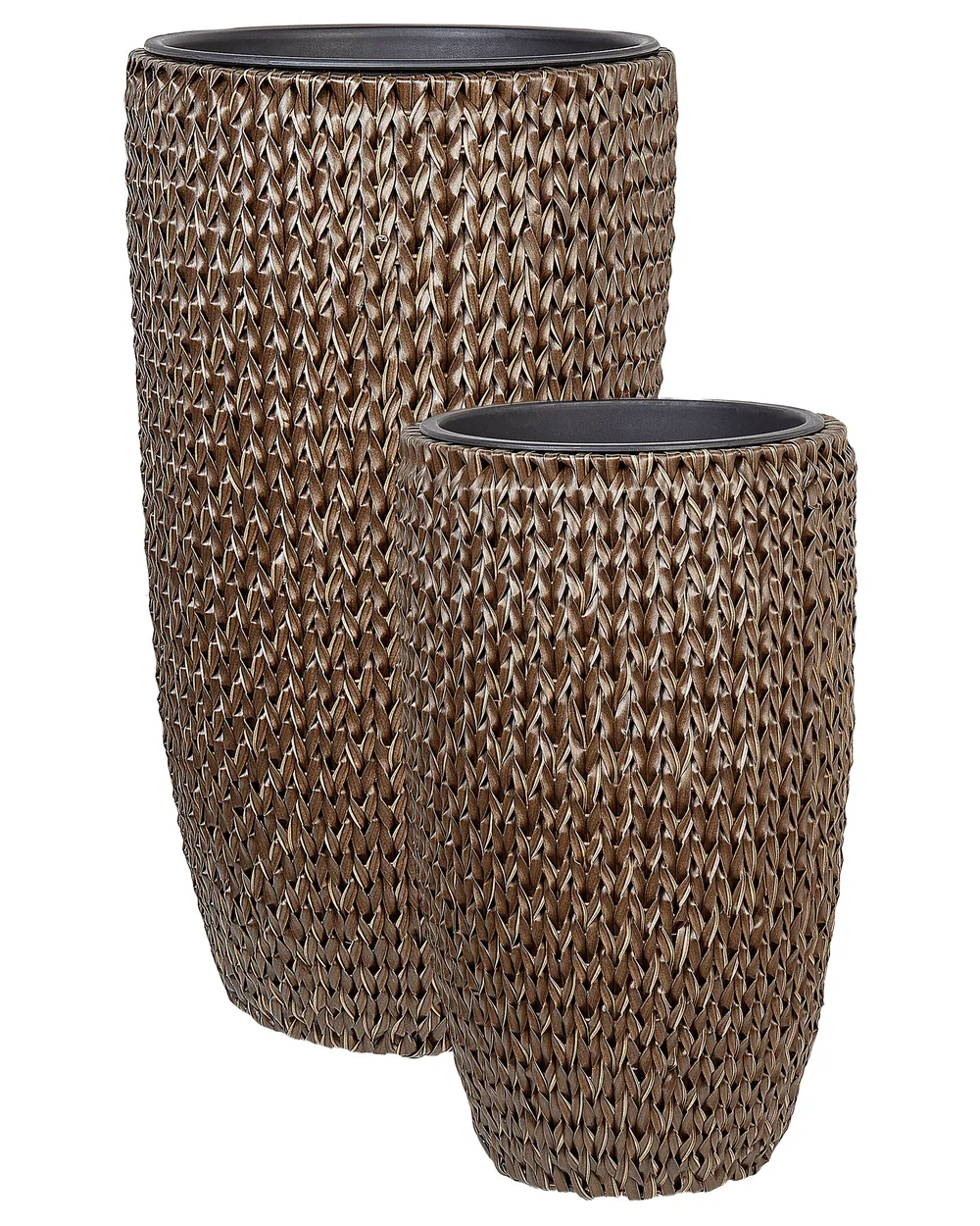 Lot de 2 pots de fleurs CEDRUS 37/45 cm Marron | Beliani.fr