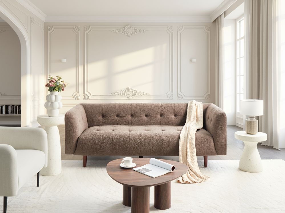 Sofa 3 Seater LERMON Fabric Beige | Beliani.co.uk