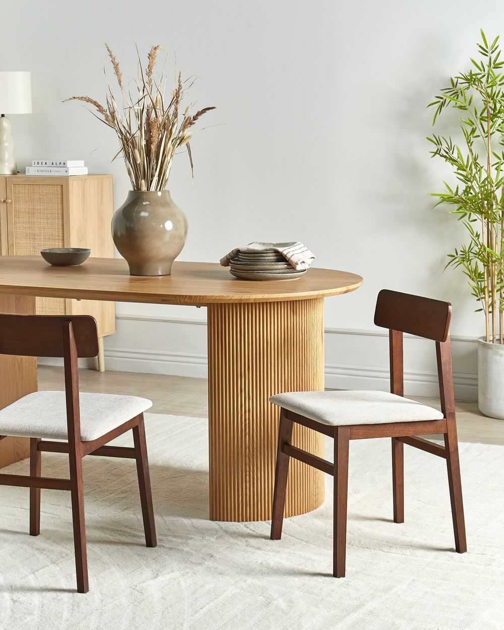 Set van 2 eetkamerstoelen LYNN Hout Donkerbruin/wit | Beliani.nl