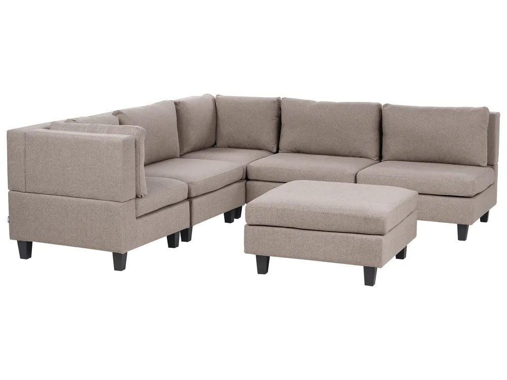 Modulaire bank 3-zits UNSTAD Stof lichtbeige met ottomaan | Beliani.nl
