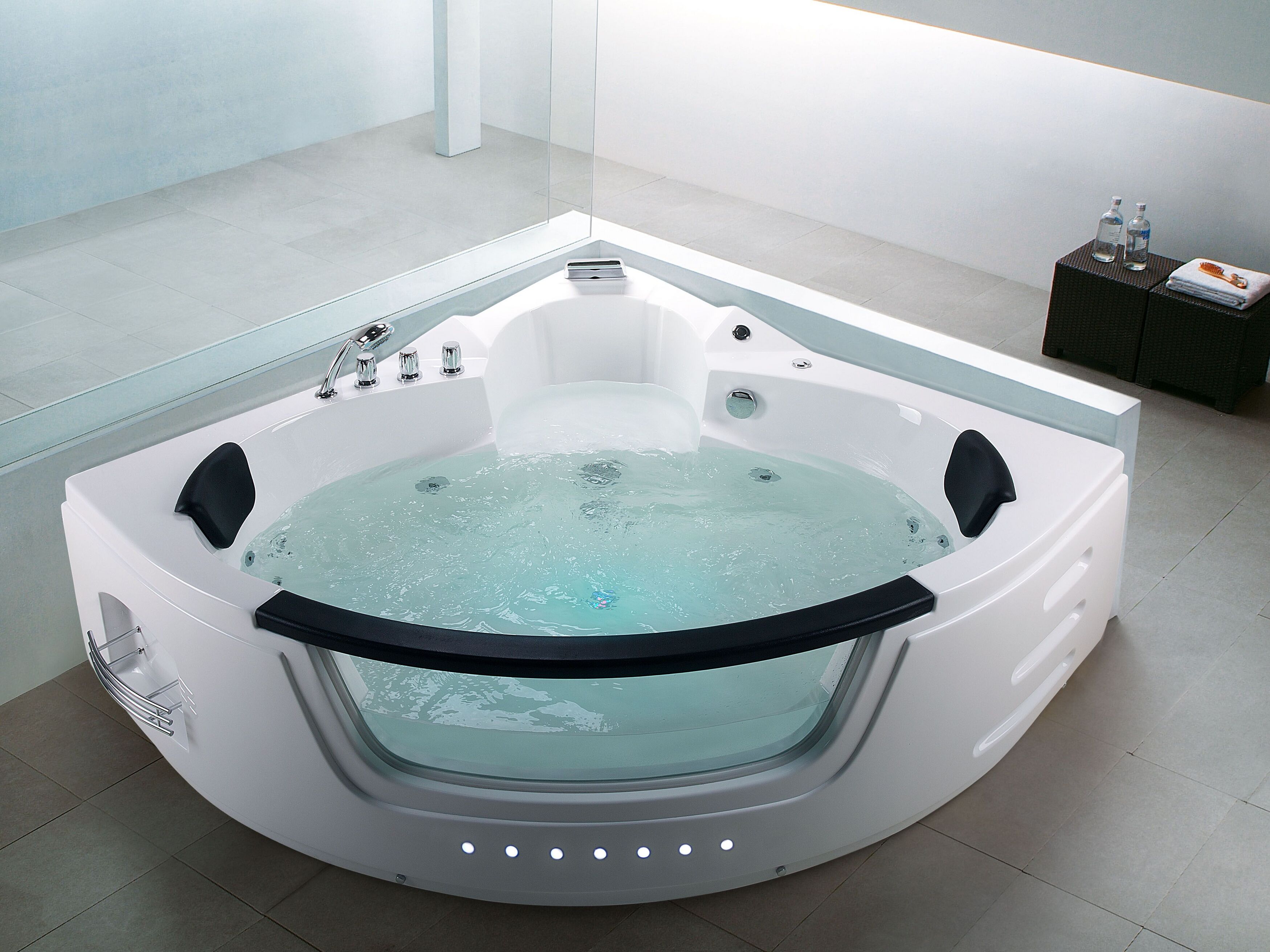 Corner Hot Tub with LED MARTINICA 1980 x 1440 mm White | Beliani.co.uk