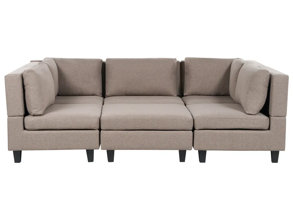 Modular U-Shape Sofa 5 Seater UNSTAD Fabric Brown with Ottoman ...