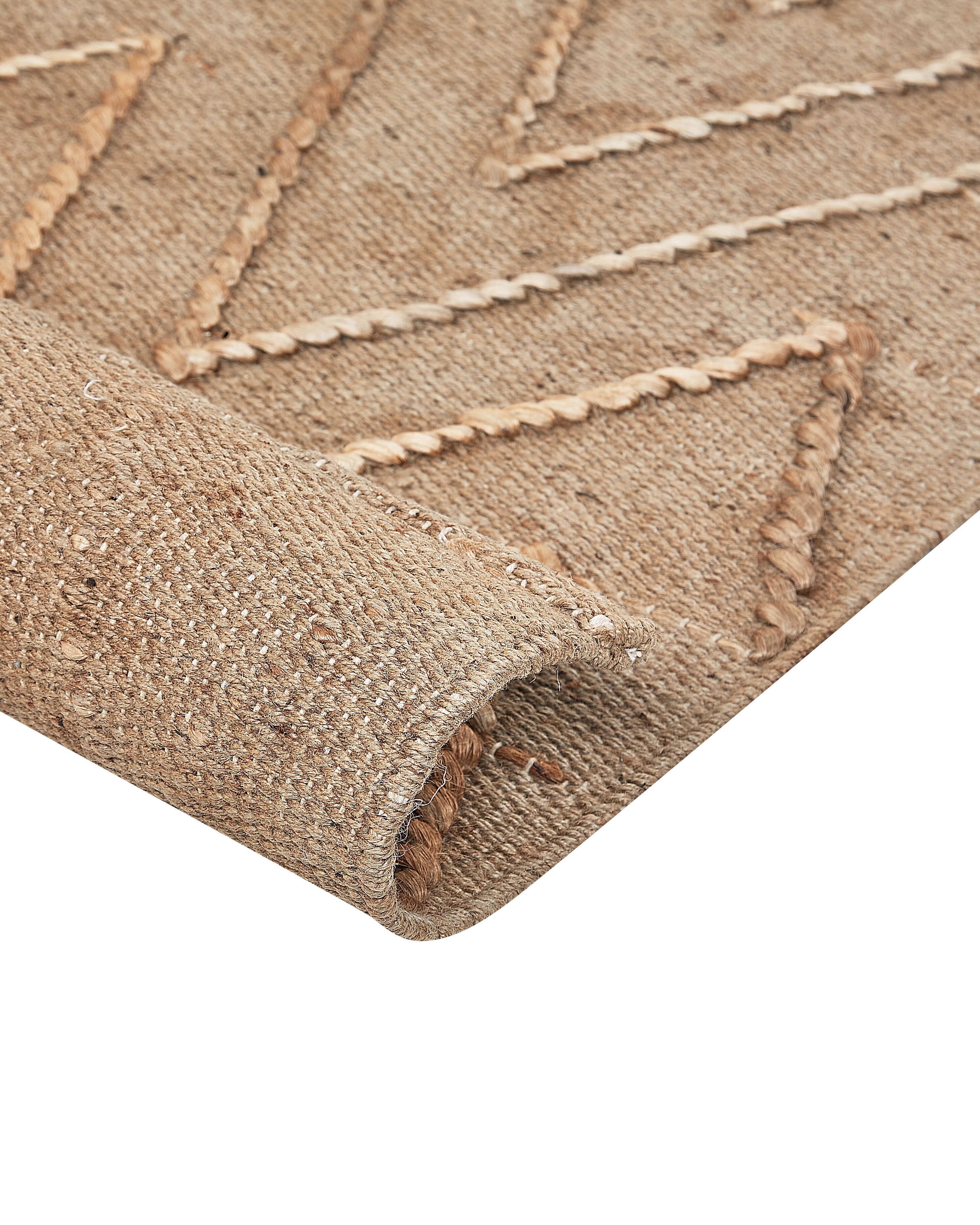 Teppich Jute beige geometrisches Muster 160 x 230 cm Kurzflor DADAY ...