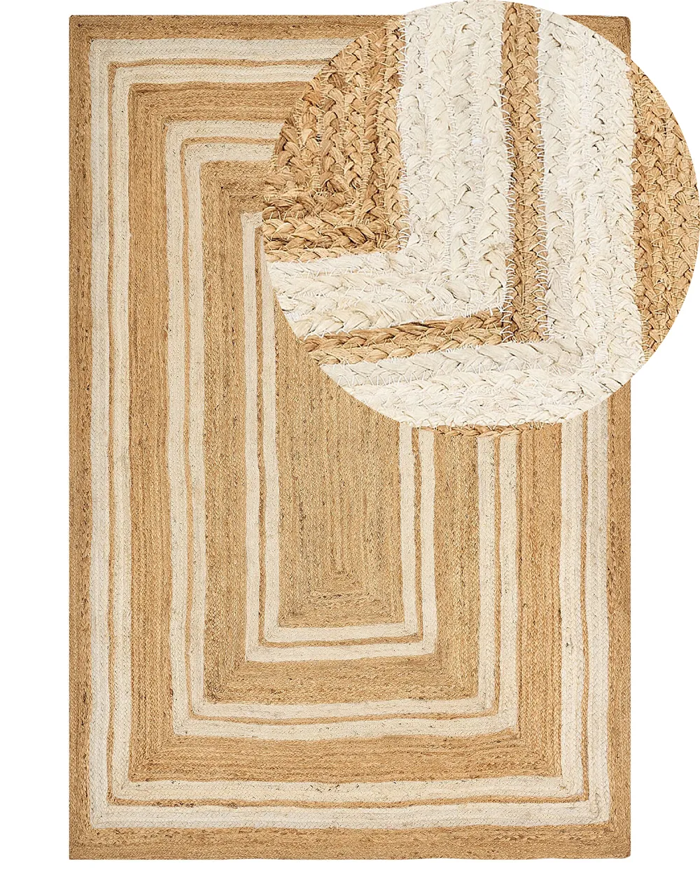 Rug MENGEN Beige 200 x 300 cm Jute | Beliani.co.uk