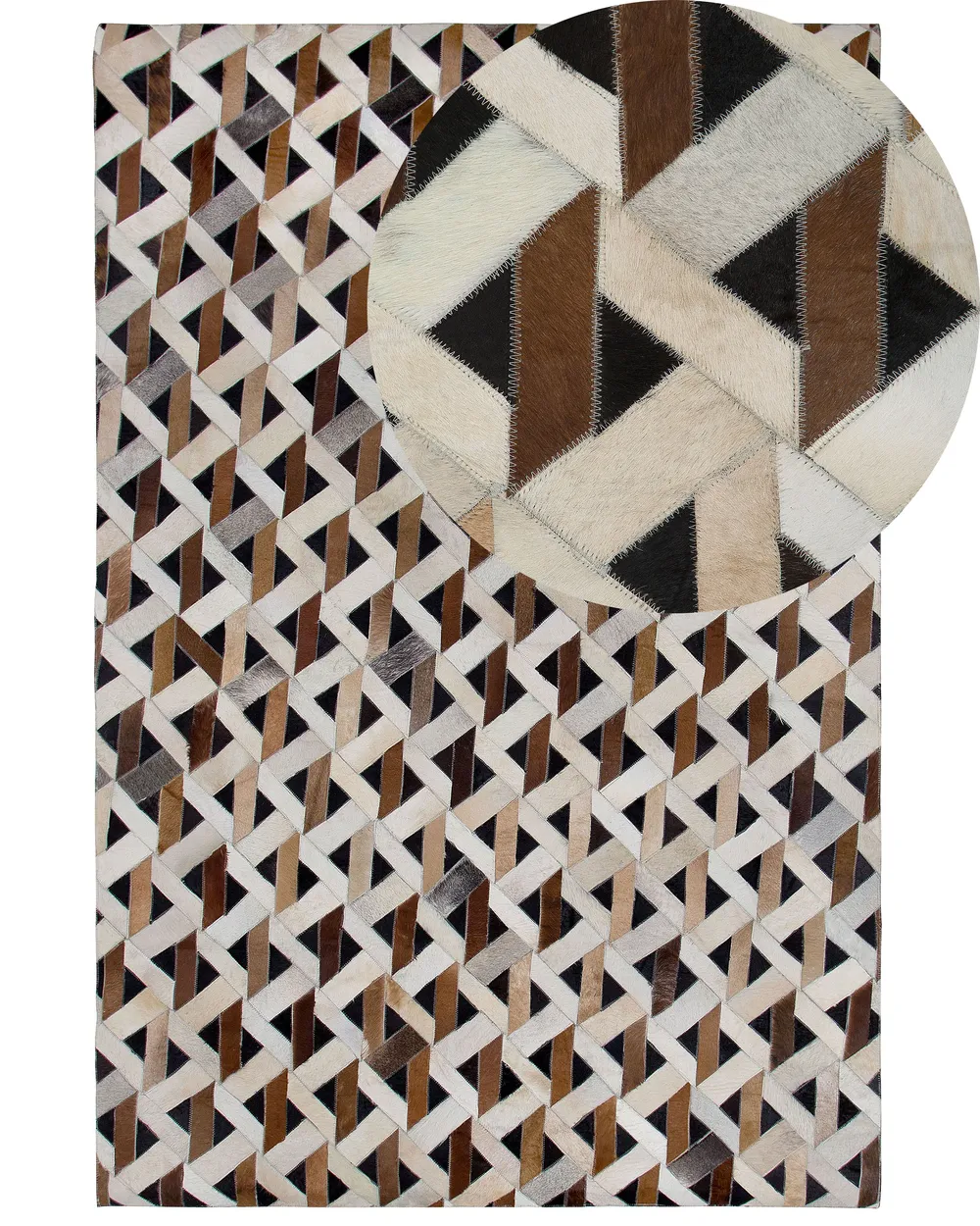 Rug TUGLU Brown 160 x 230 cm Leather | Beliani.co.uk