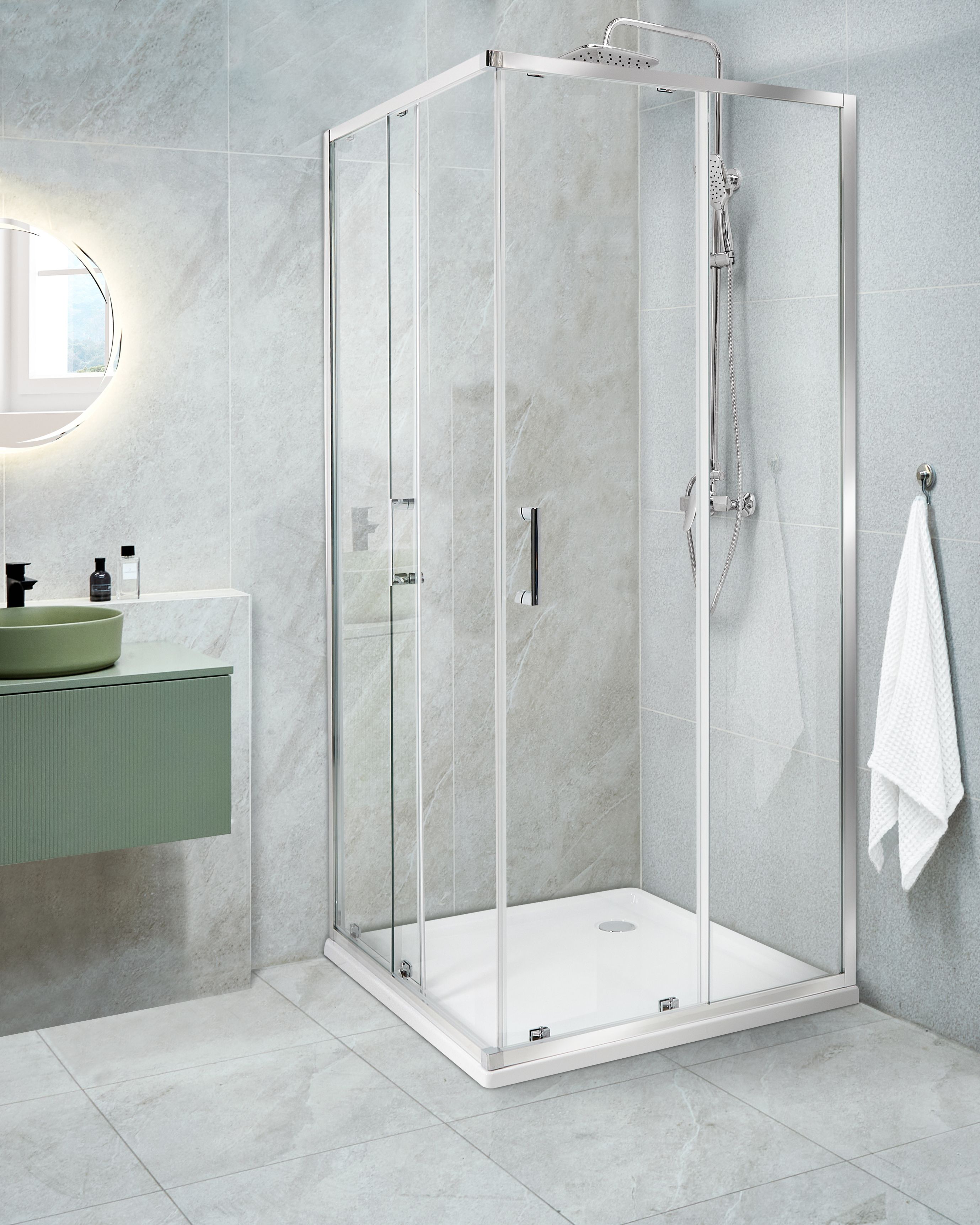 Shower Enclosure TELA 800 x 800 x 1850 mm Silver | Beliani.co.uk