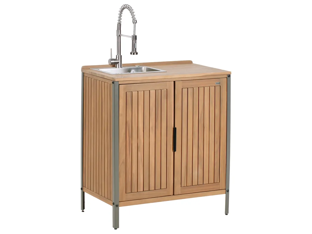 Outdoor Kitchen Cabinet with Sink IVREA Certified Acacia Wood Brown ...
