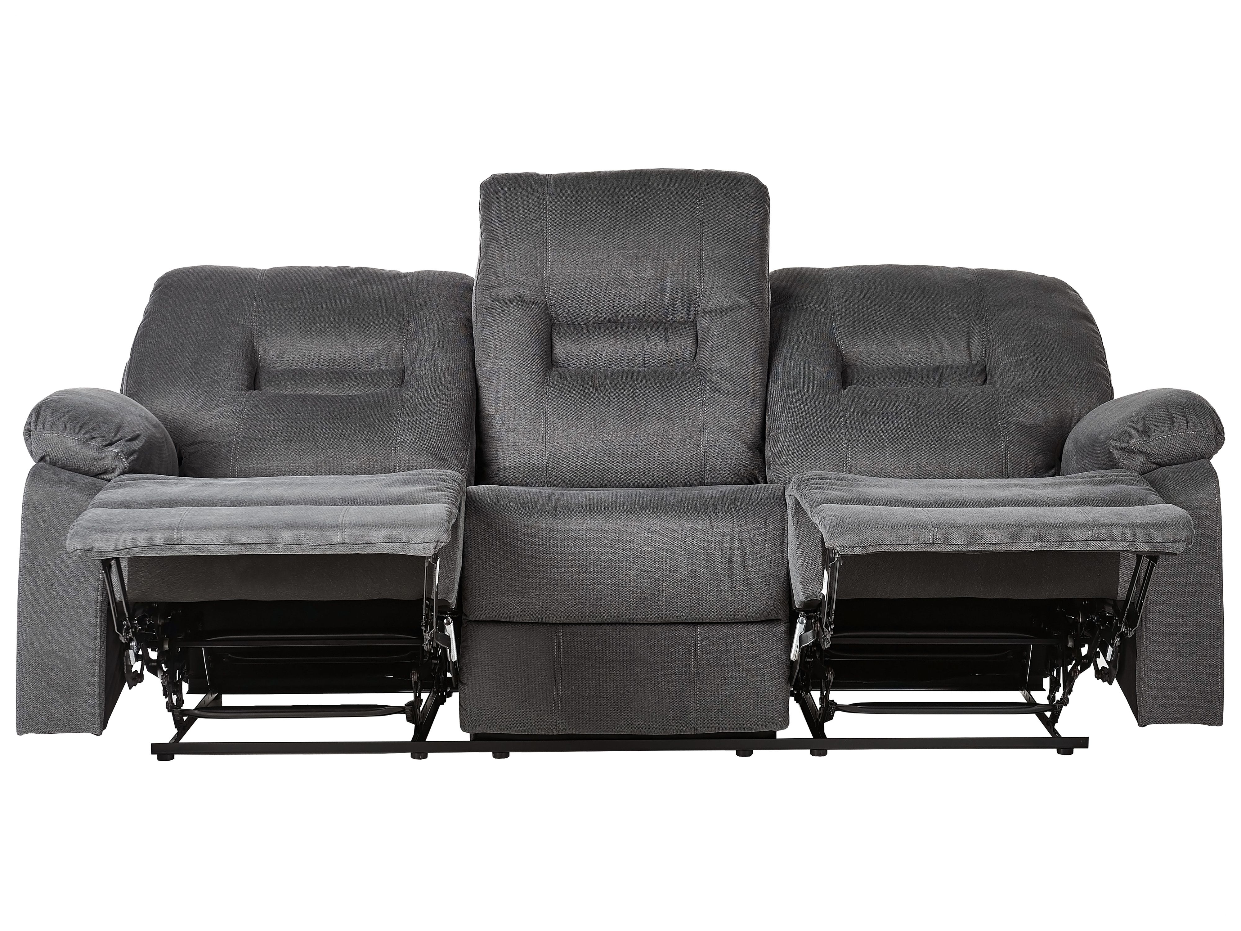 Sofá reclinable manual 3 plazas BERGEN II Tela Gris oscuro | Beliani.es