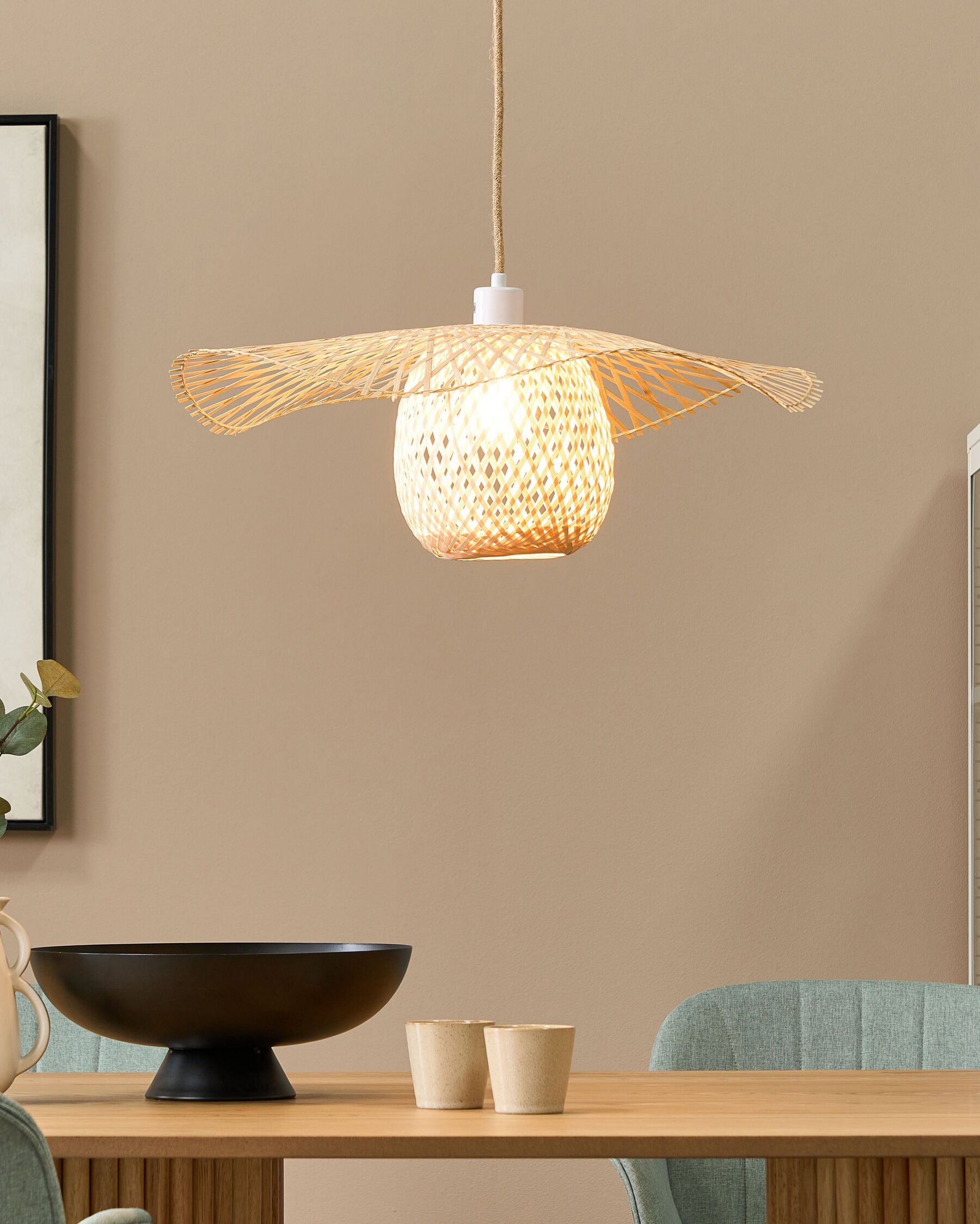 Loftlampe BONITO Bambustræ Lysebrun | Beliani.dk