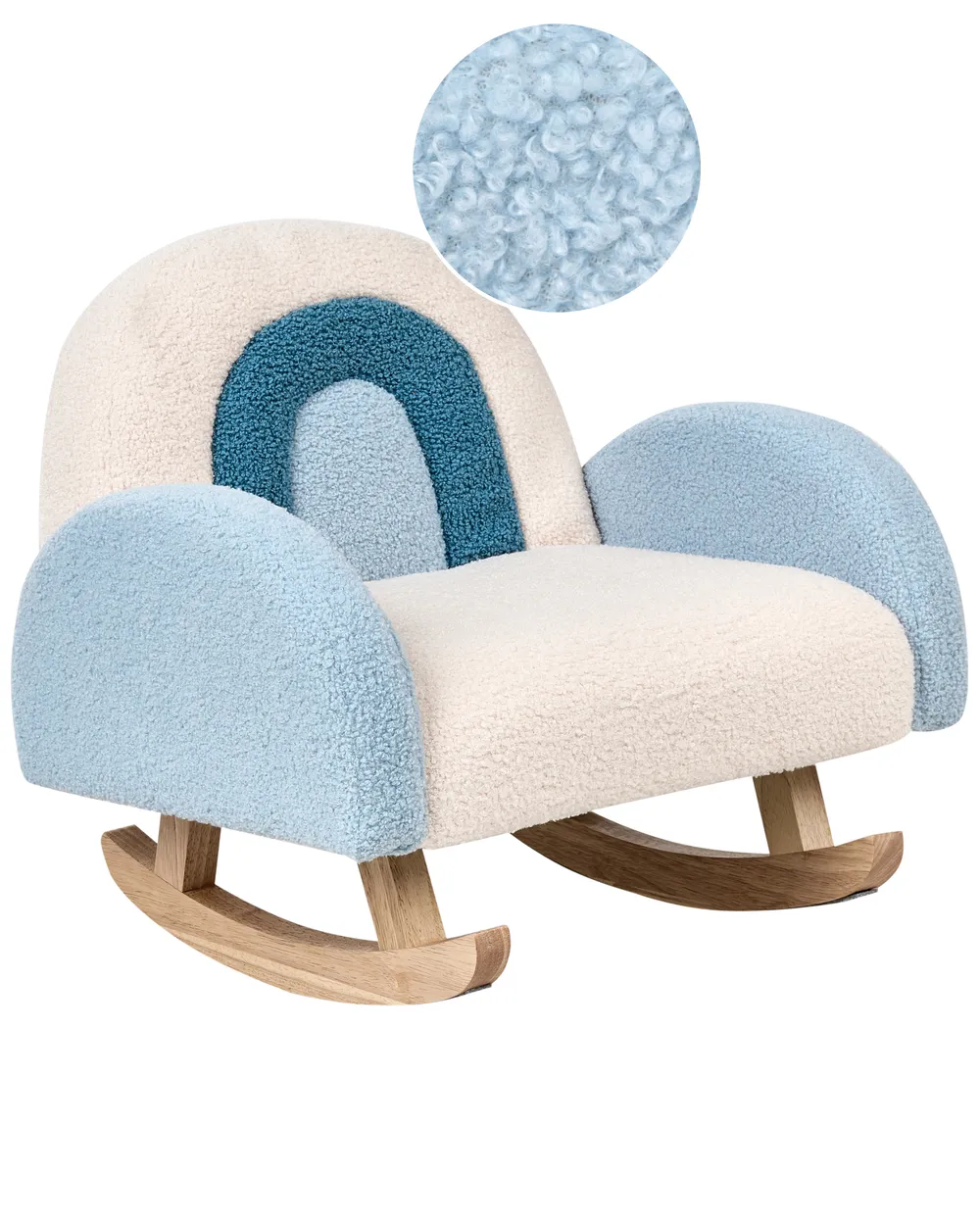 Kids Rocking Chair Rainbow OMBO Boucle Light Blue | Beliani.co.uk
