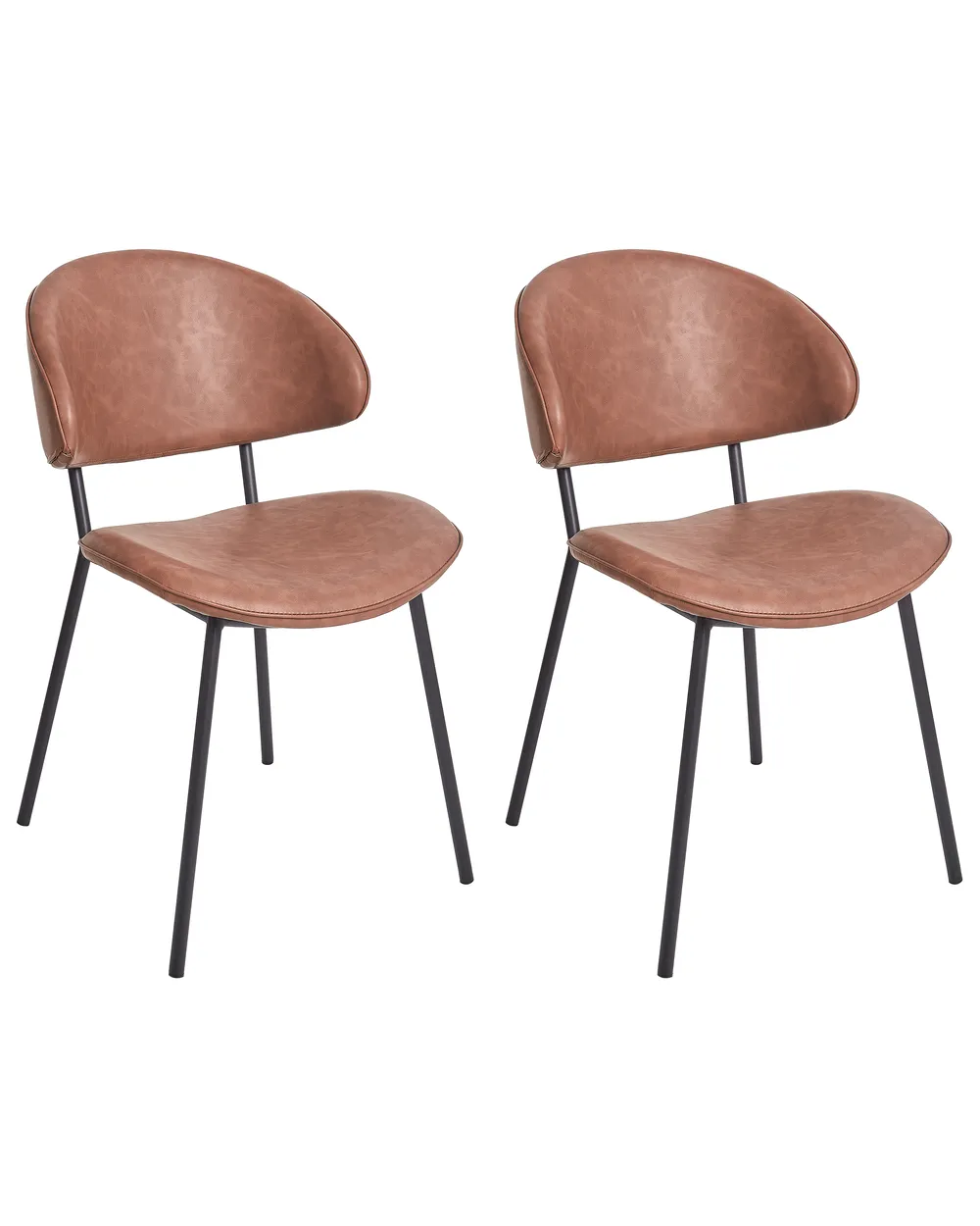 Set of 2 Dining Chairs LUANA Faux Leather Golden Brown | Beliani.co.uk