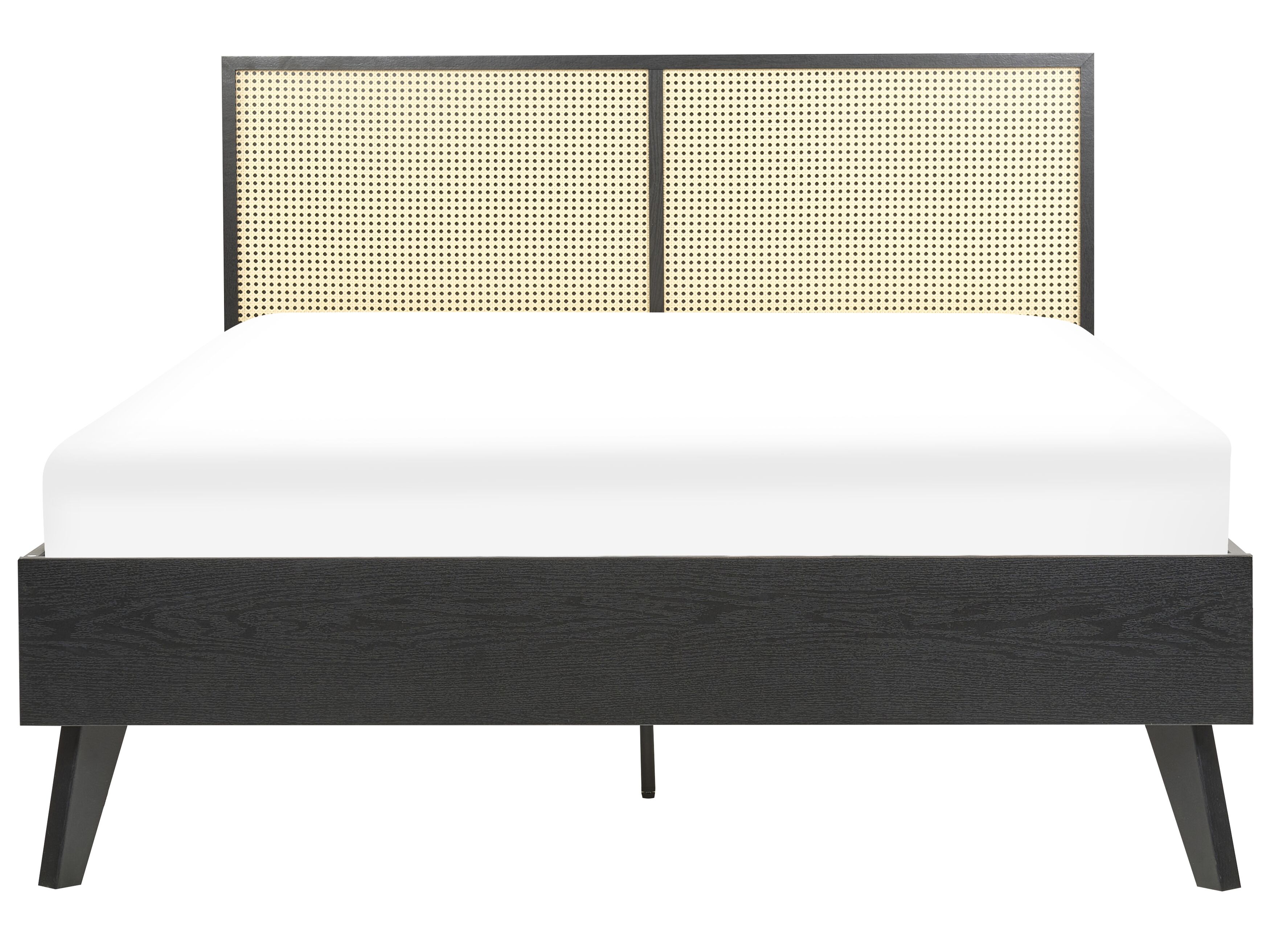 Bed Rotan MONPAZIER 140 x 200 cm Zwart | Beliani.nl