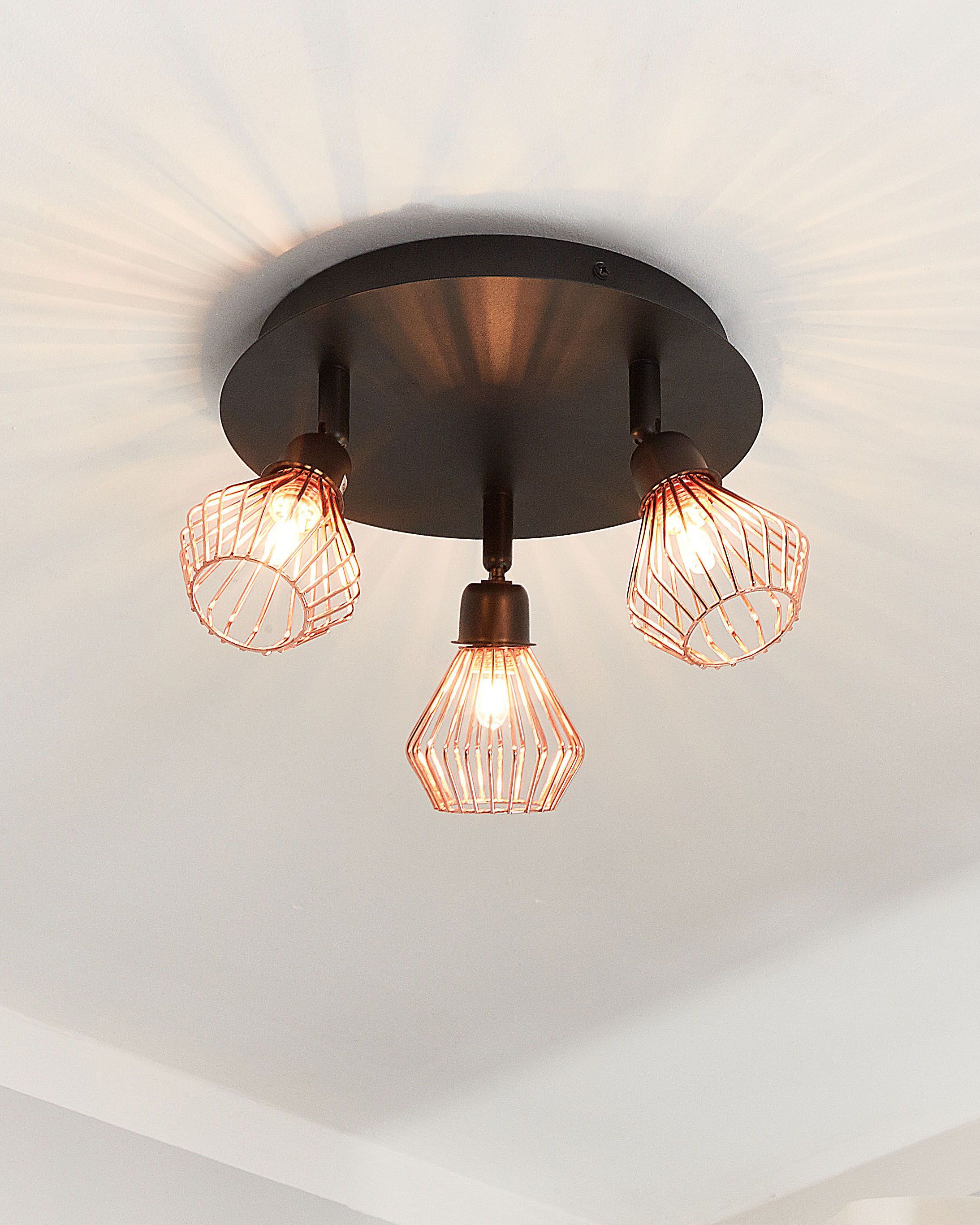 3 Light Metal Ceiling Lamp Copper VOLGA | Beliani.co.uk