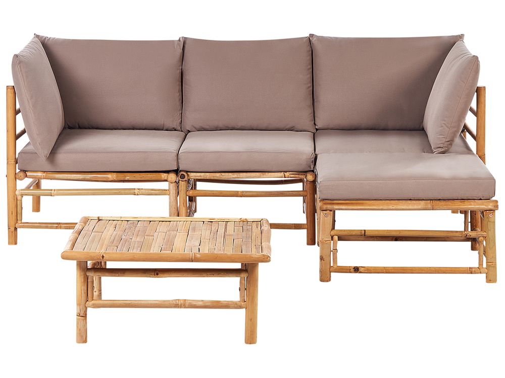4 Seater Bamboo Garden Corner Sofa Set Taupe CERRETO Beliani
