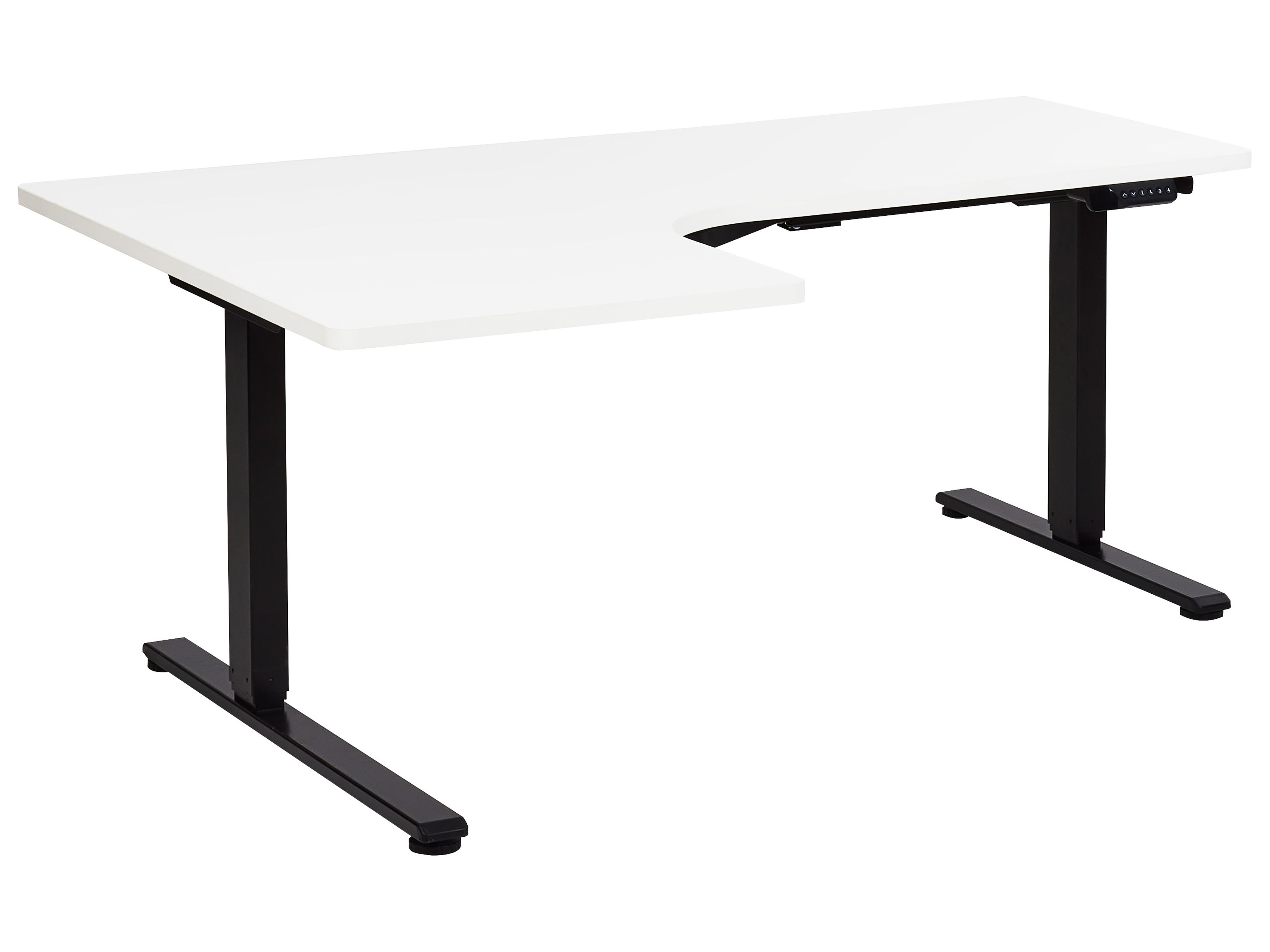 Electric Adjustable Left Corner Desk DESTINES White/ Black 160 cm 109 ...
