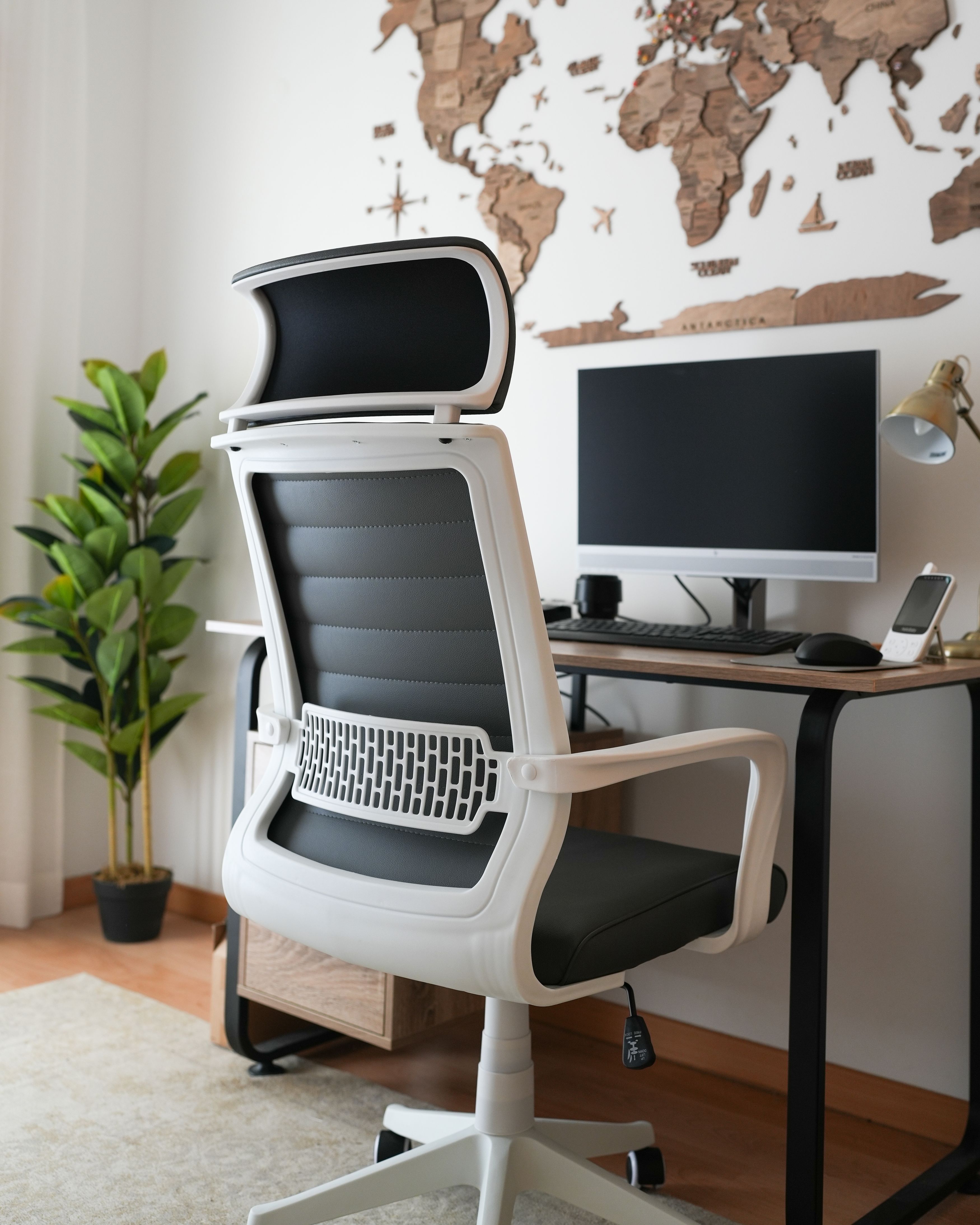 Office Chair LEADER Faux Leather Grey | Beliani.co.uk