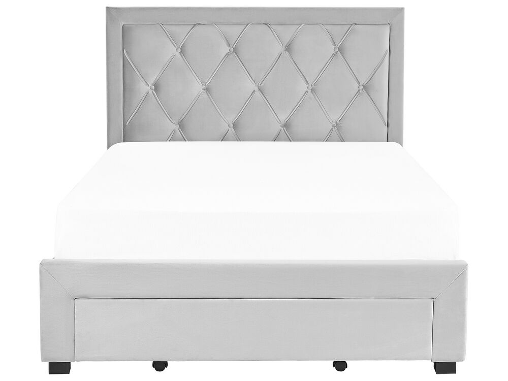 Velvet EU Double Bed with Storage Light Grey LIEVIN Beliani