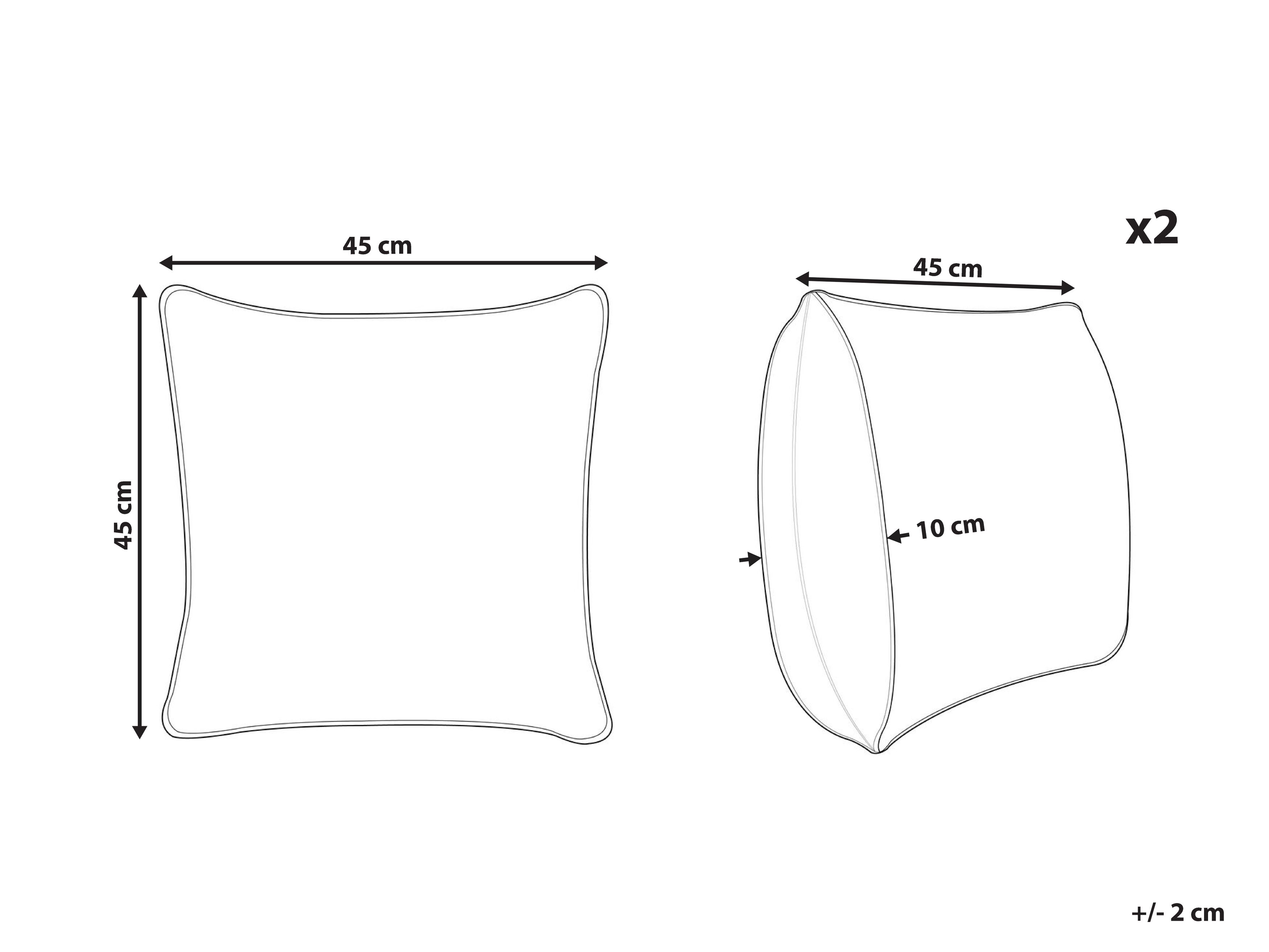 Sæt af 2 pyntepuder ALLIUM Velour 45 x 45 cm Blå Stribet mønster ...