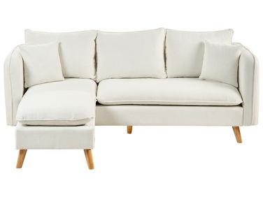 Sofa DALVIK Fabric White with Ottoman 3 Seater | Beliani.dk