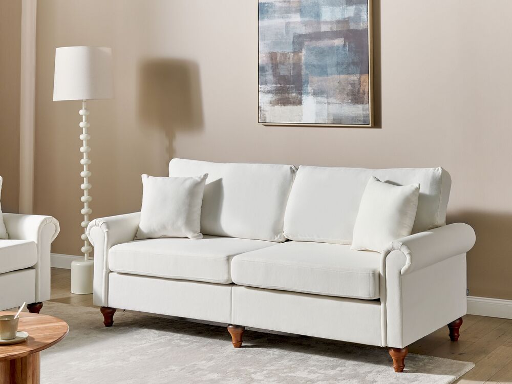 Sofa 3 Seater LERMON Fabric Light Grey | Beliani.co.uk