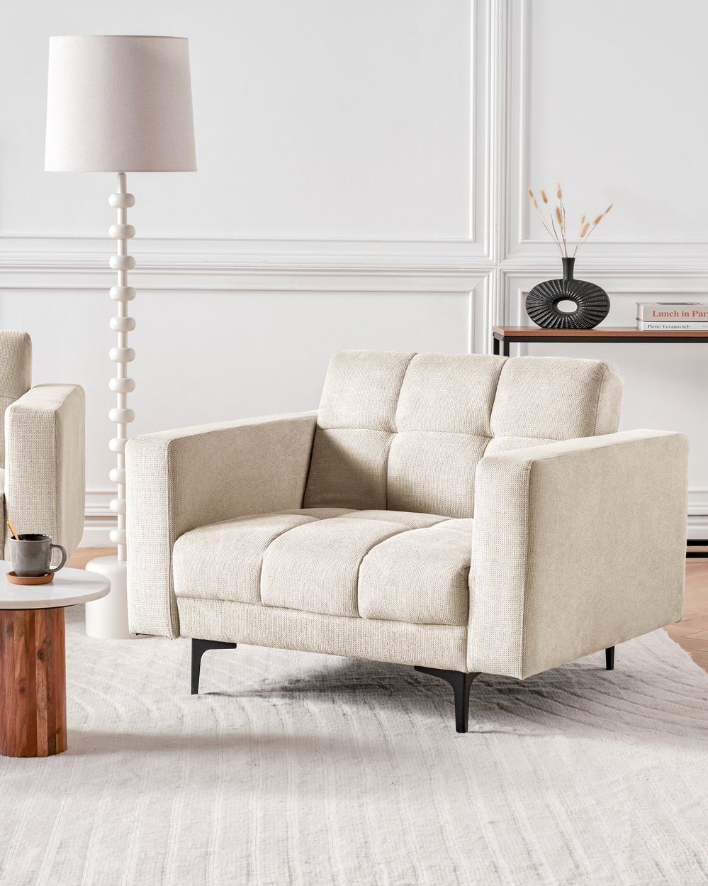 Armchair MAKELA Boucle Off-White | Beliani.co.uk