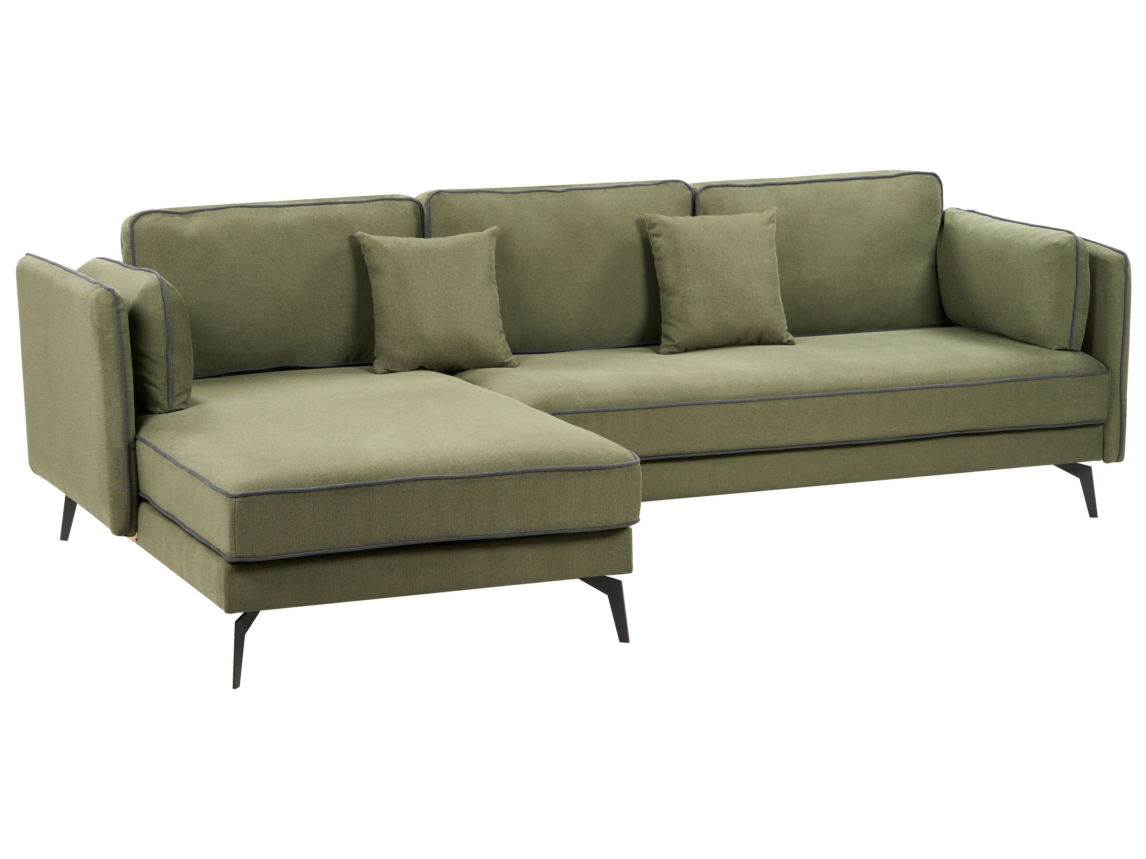 Corner Sofa 3 Seater ALTAN Fabric Green Right Hand | Beliani.co.uk