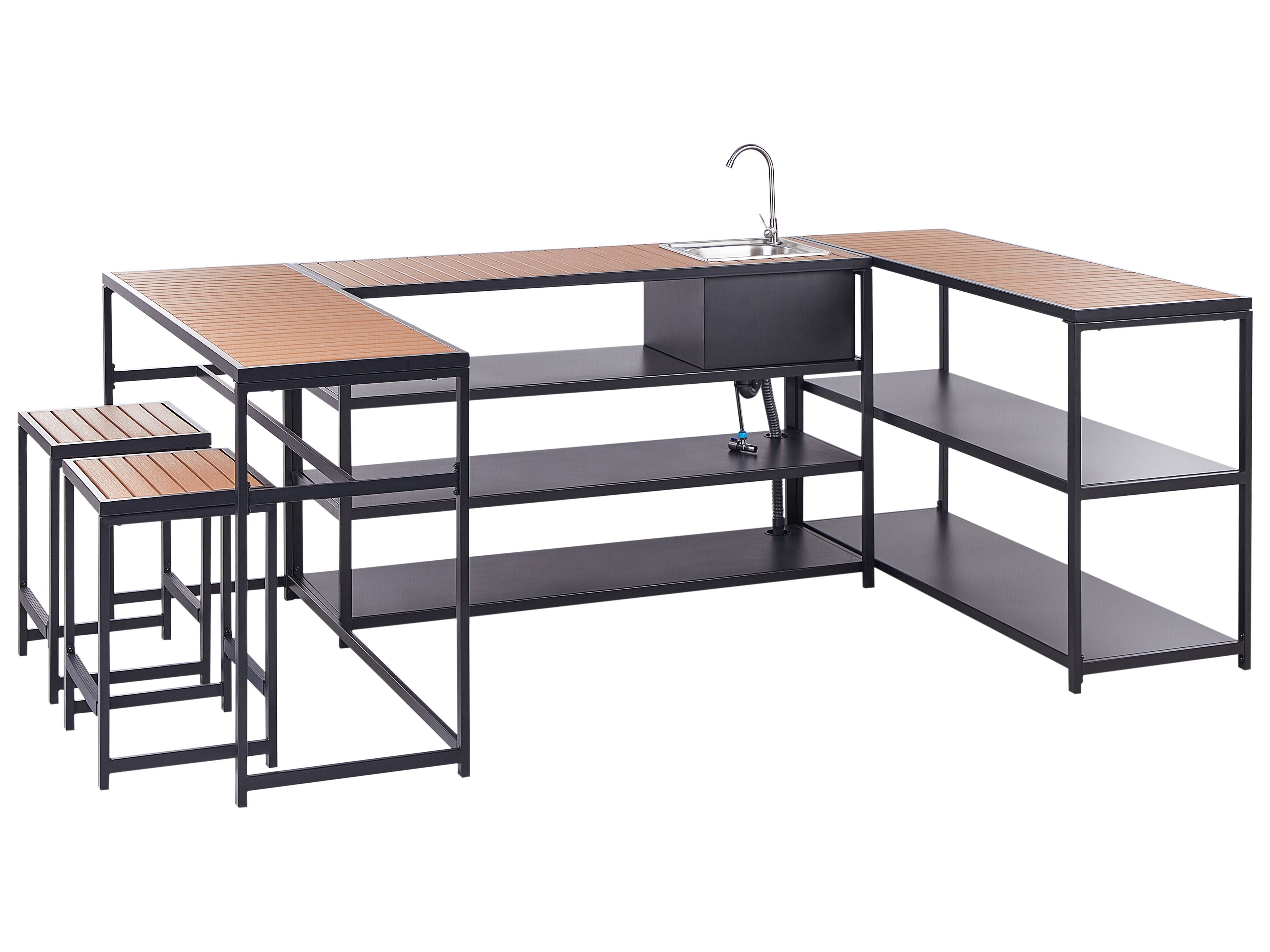 Outdoor Kitchen Set with Sink AVETRANA Metal Black | Beliani.co.uk