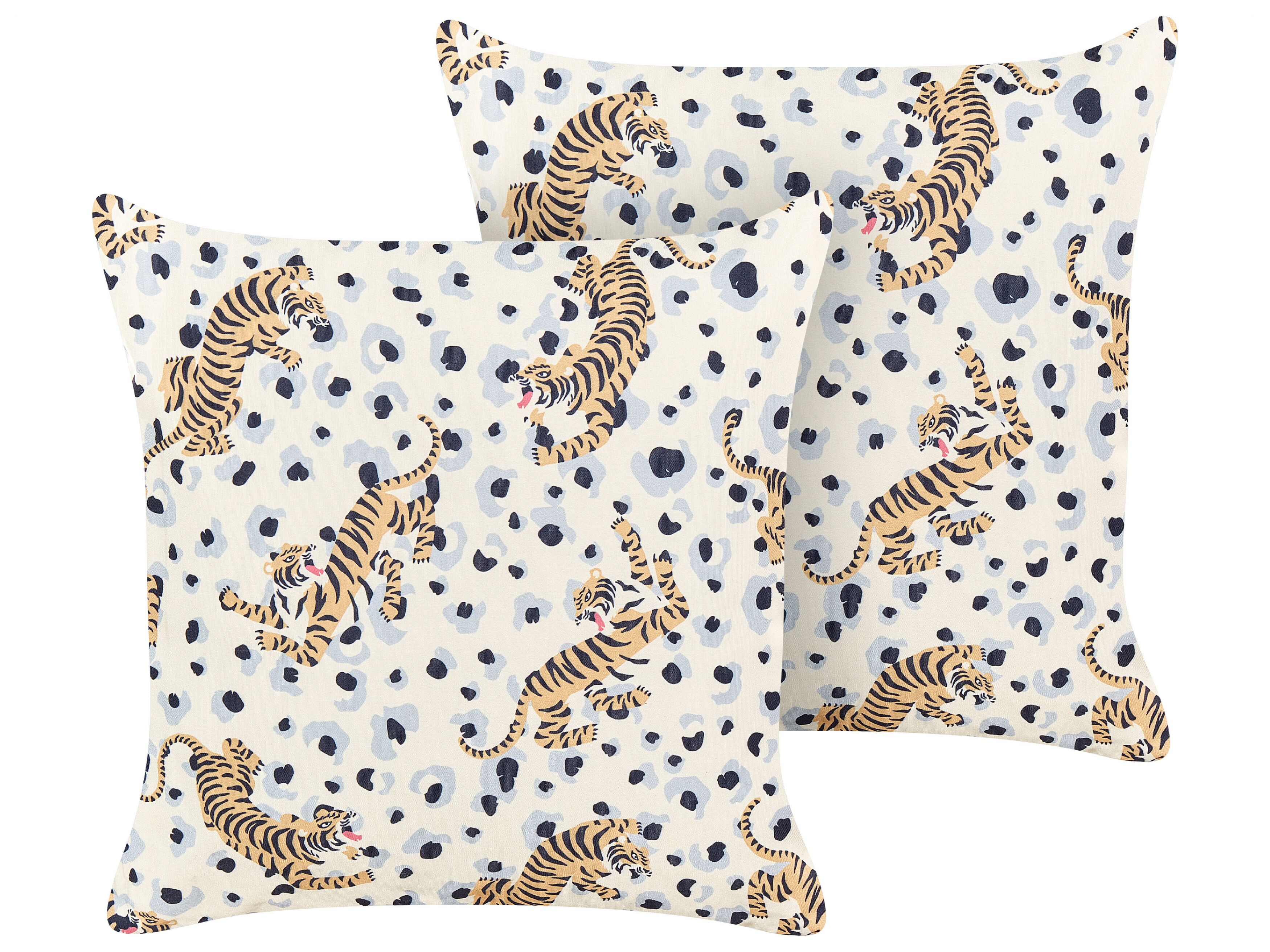 Set of 2 Outdoor Cushions ARENZANO 45 x 45 cm Beige Animal Pattern ...