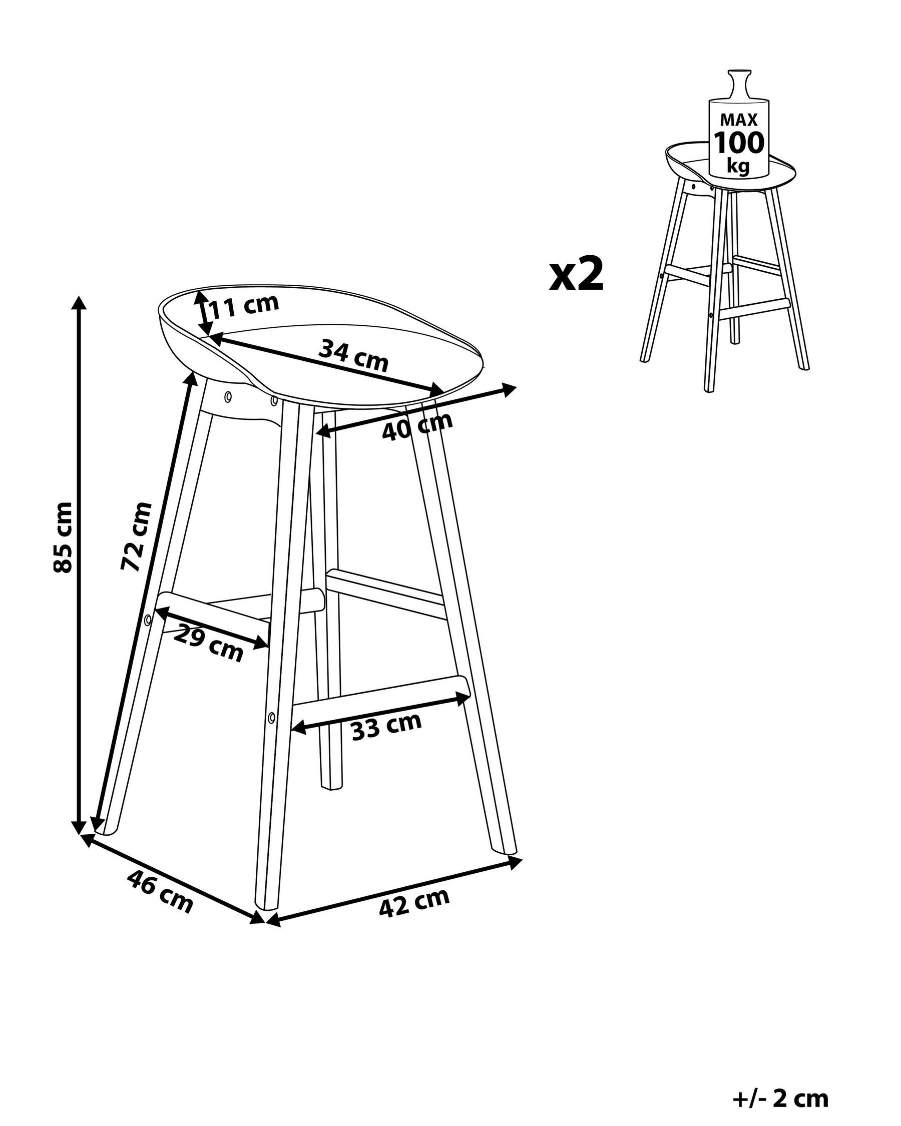 Set of 2 Bar Chairs MICCO Taupe | Beliani.fi