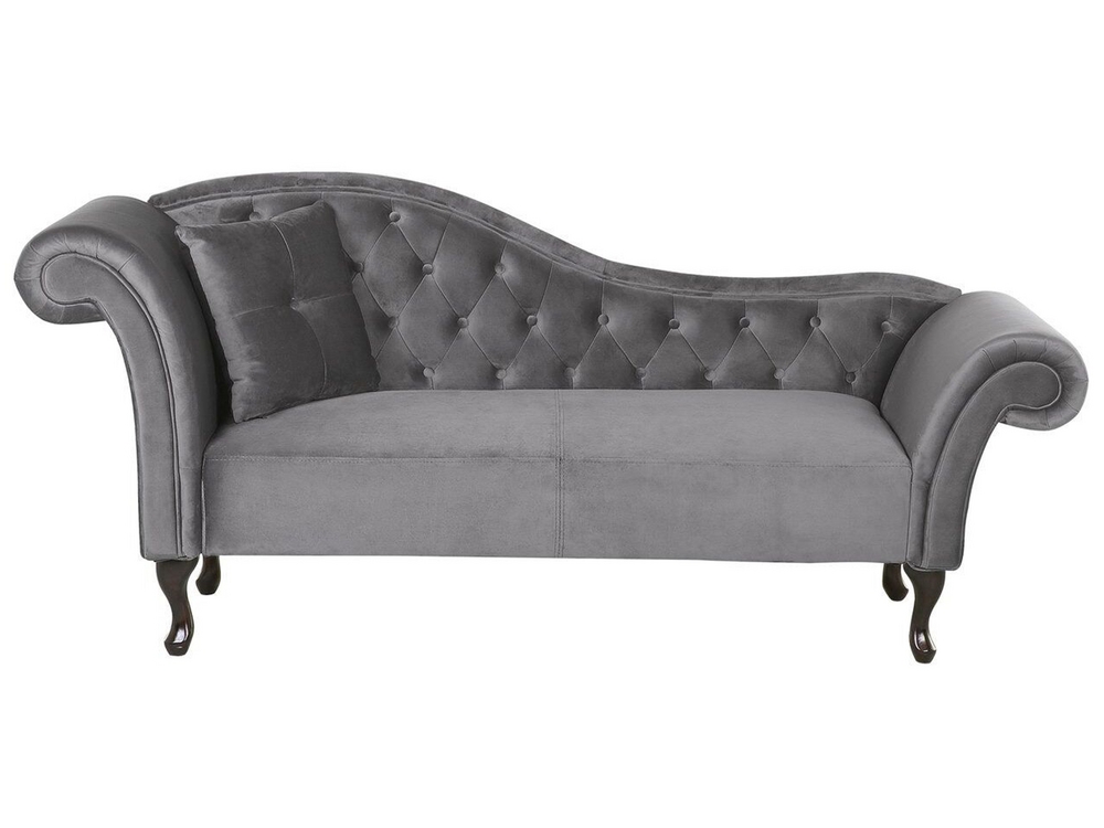 Left Hand Chaise Lounge Velvet Grey LATTES Beliani