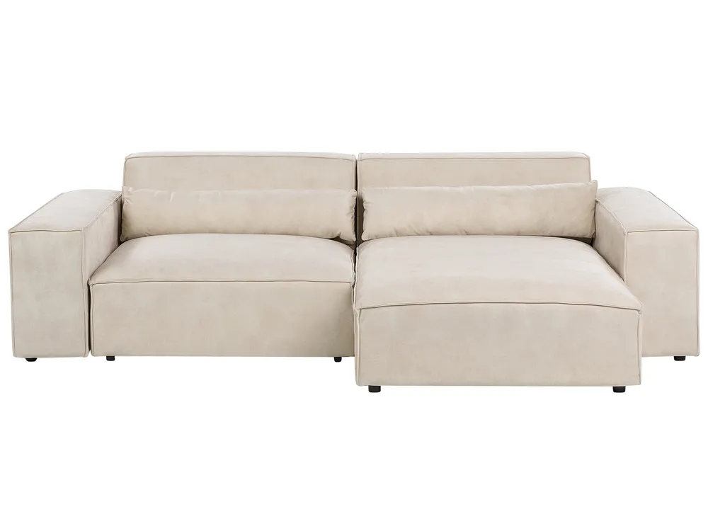 Modular Corner Sofa 2 Seater HELLNAR Velvet Light Beige Left Hand ...