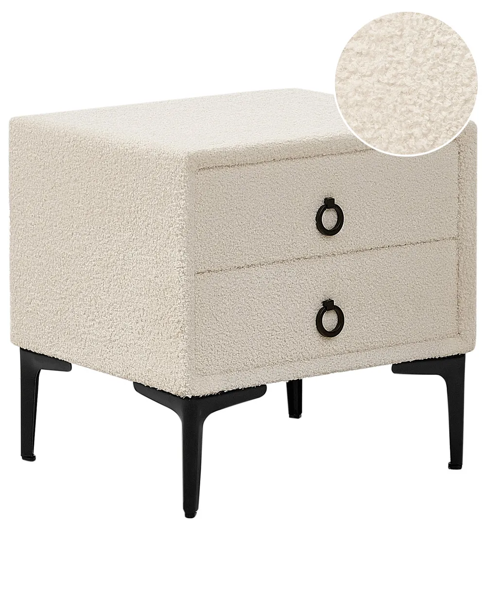 2 Drawer Bedside Table SEZANNE Boucle Off-White | Beliani.co.uk