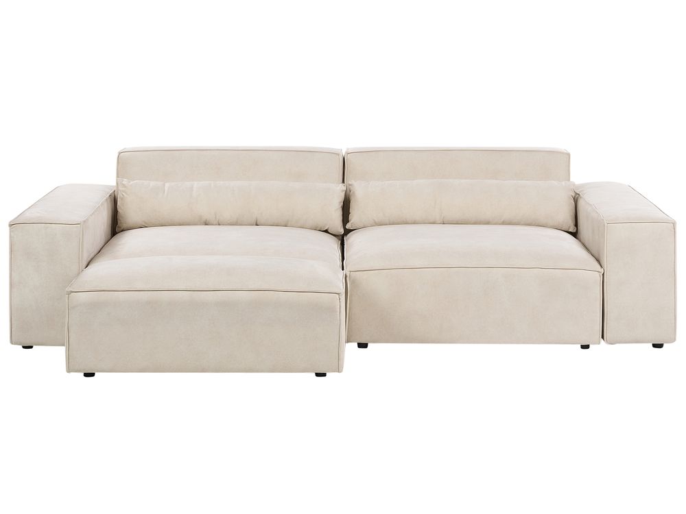 2 Seater Modular Velvet Sofa with Ottoman Beige HELLNAR Beliani