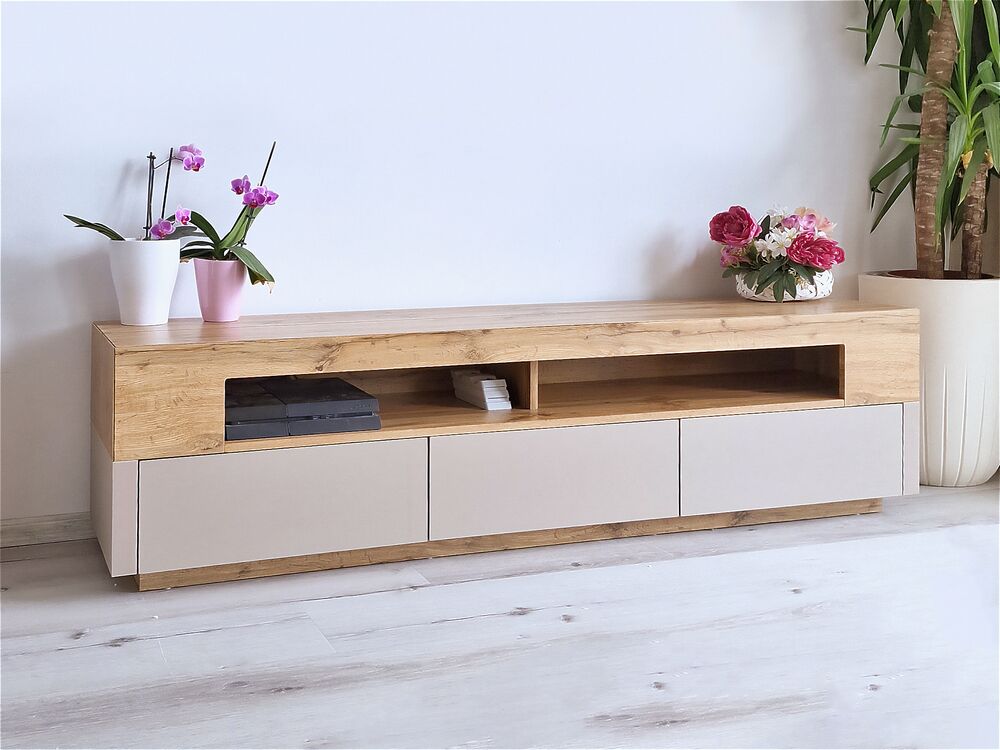 Light wood media unit store