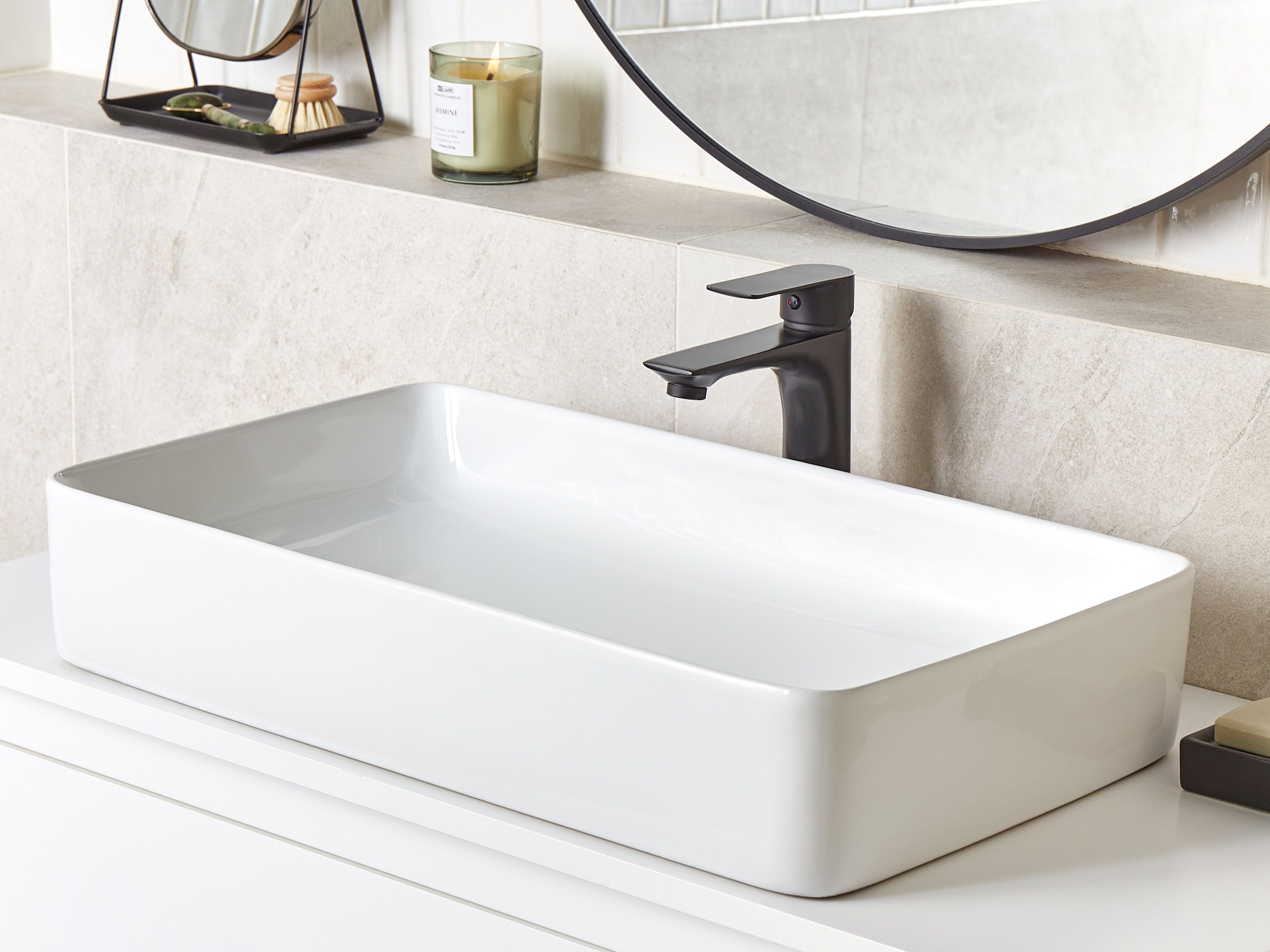 Countertop Basin 610 x 350 mm White ULUA | Beliani.co.uk
