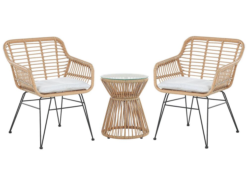 Bistro Set mit Kissen TRESTINA Hellbraun Beliani